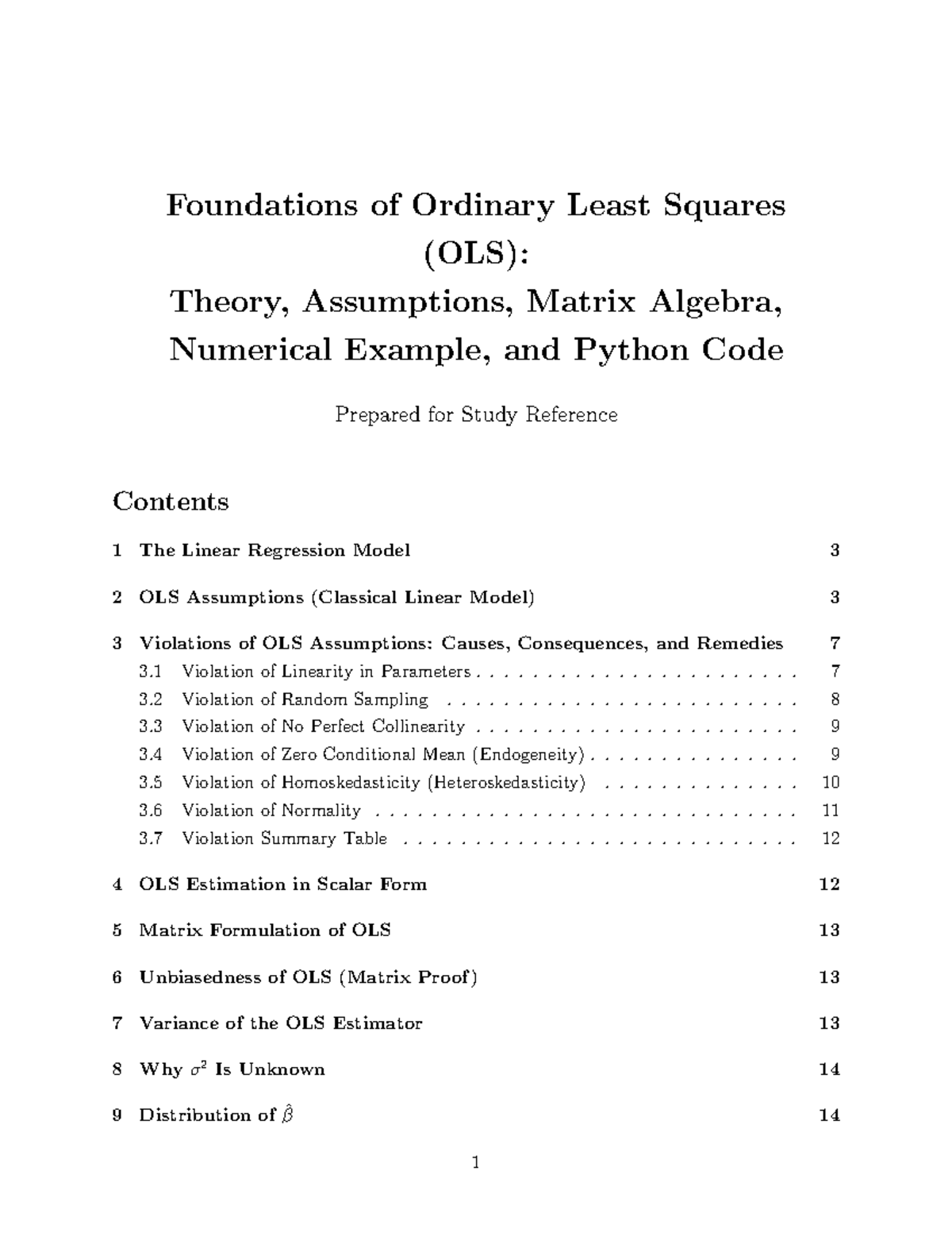 Foundations of OLS: Theory, Assumptions, and Python Code (Econ 101 ...