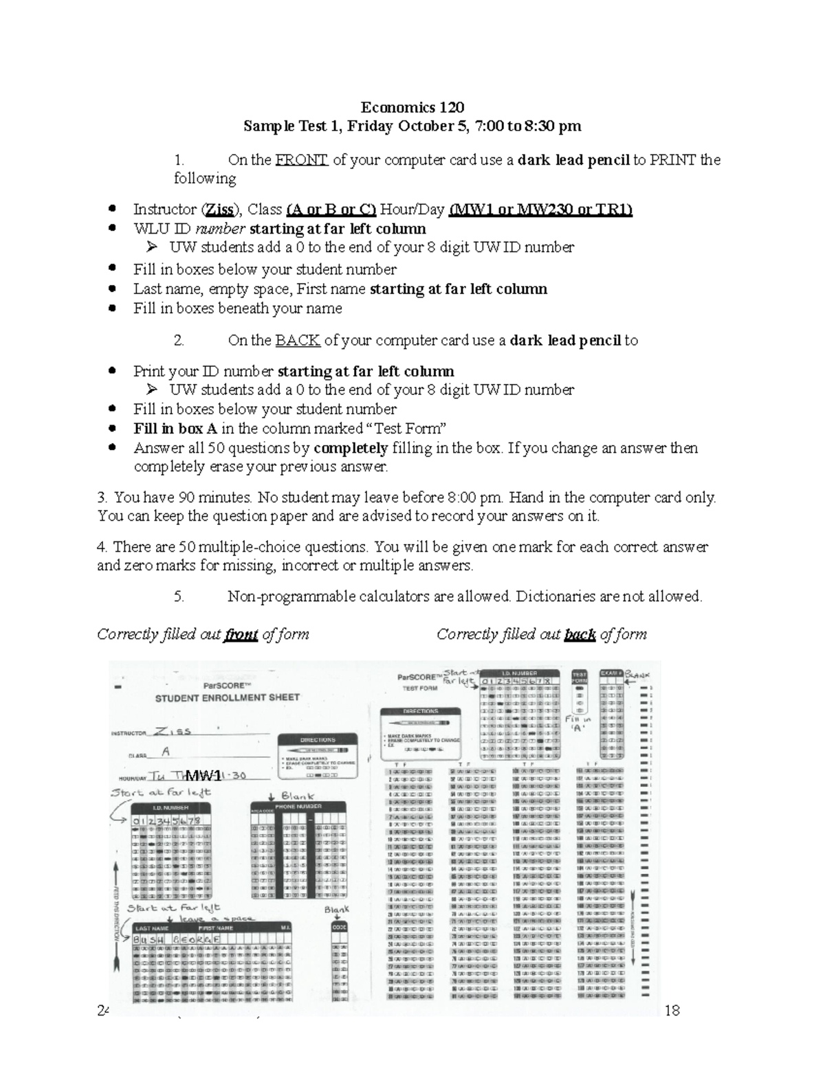 Economics 120 Sample Test 1 - Studocu