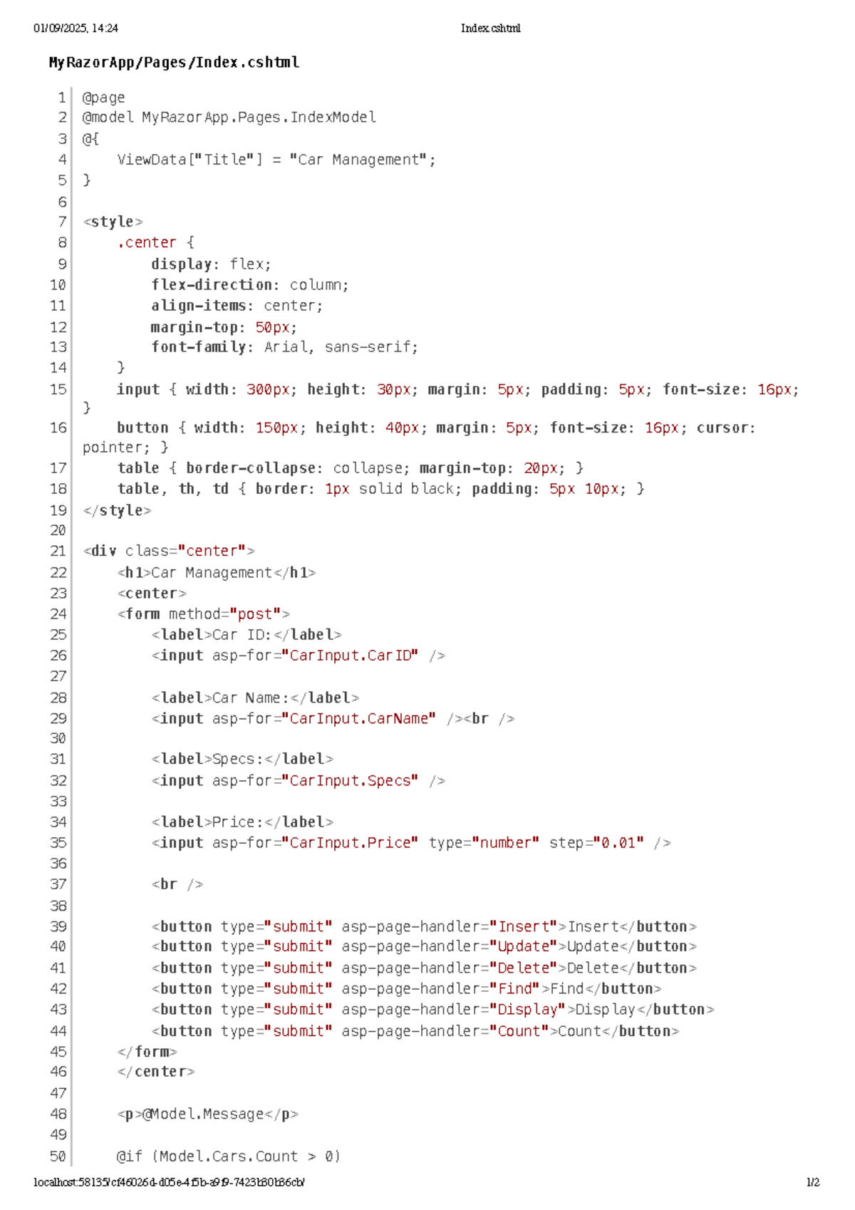 Razor Page - MyRazorApp Index.cshtml Overview - Studocu
