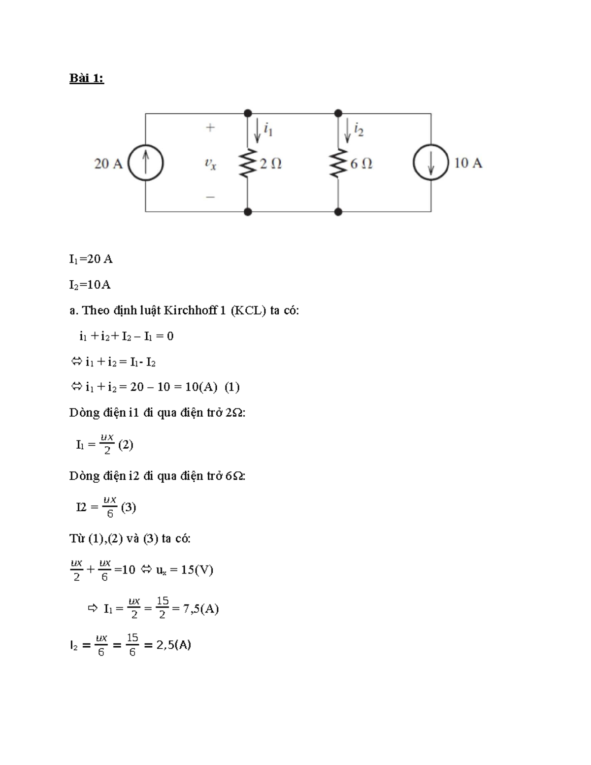 Bài 1: Phân Tích Mạch Điện Theo Định Luật Kirchhoff (BT01) - Studocu