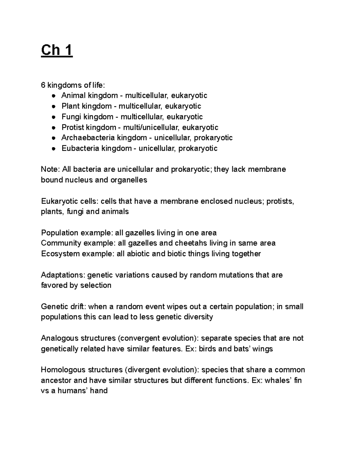 AP Bio Unit 1 Study Notes: Kingdoms, Macromolecules & Energy Flow - Studocu