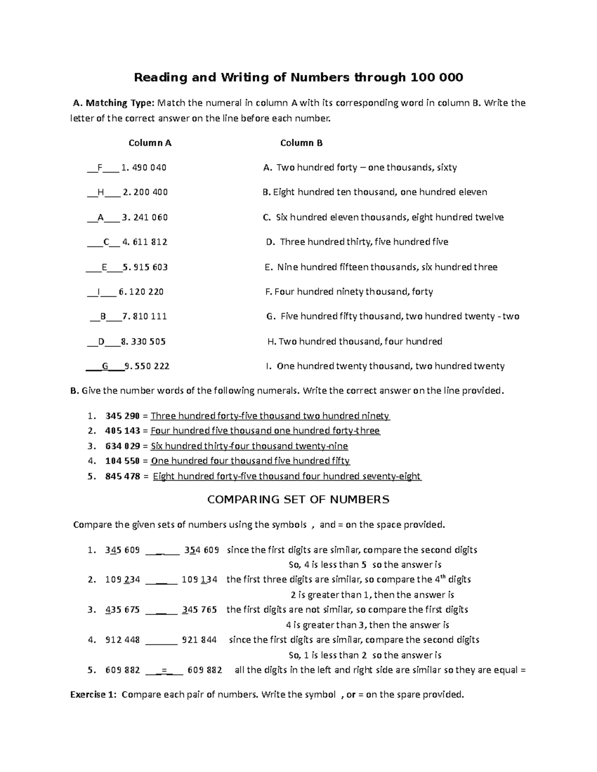 Prelims Reviewer Math 4 - Reading and Writing of Numbers through 100 ...