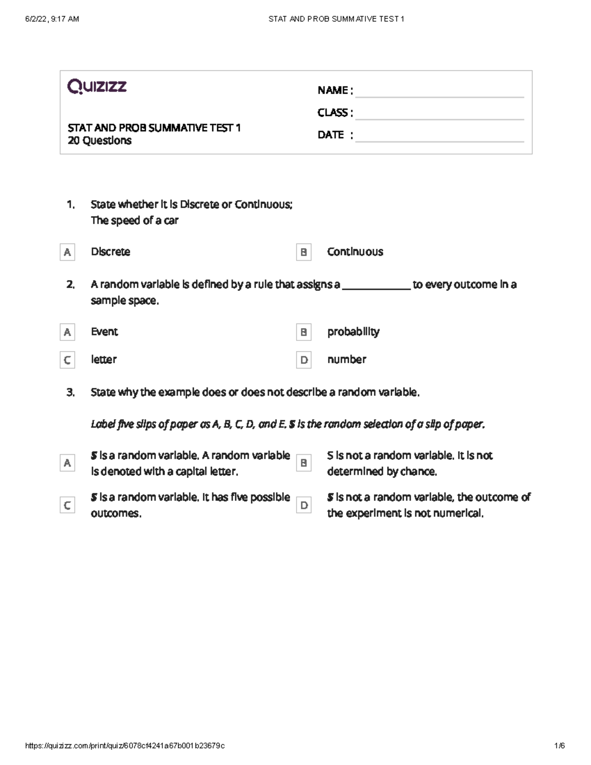 STAT AND PROB Summative TEST 1 fin - STAT AND PROB SUMMATIVE TEST 1 20 ...