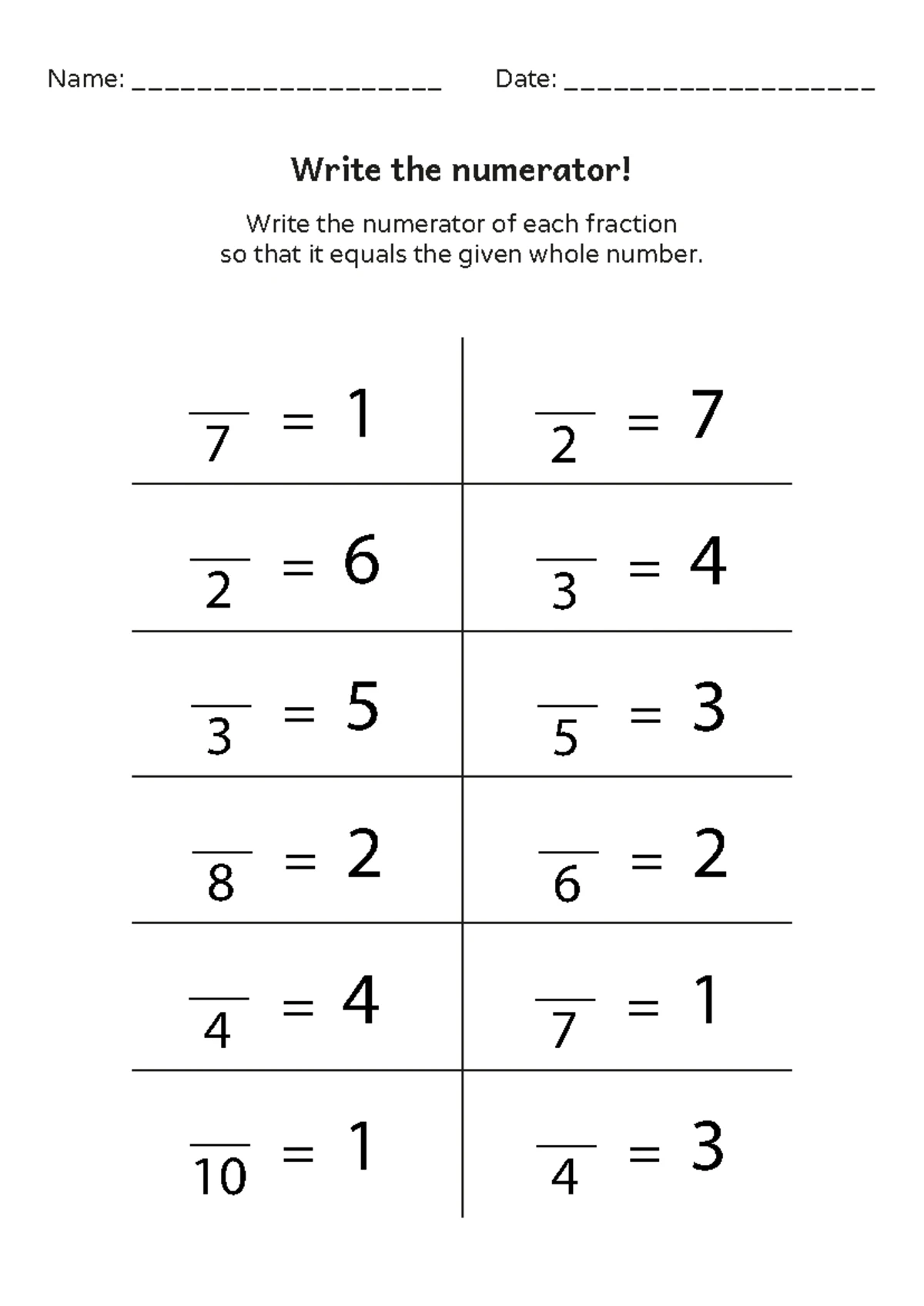 Comparing Fractions - 3rd Grade Worksheet - Name ...