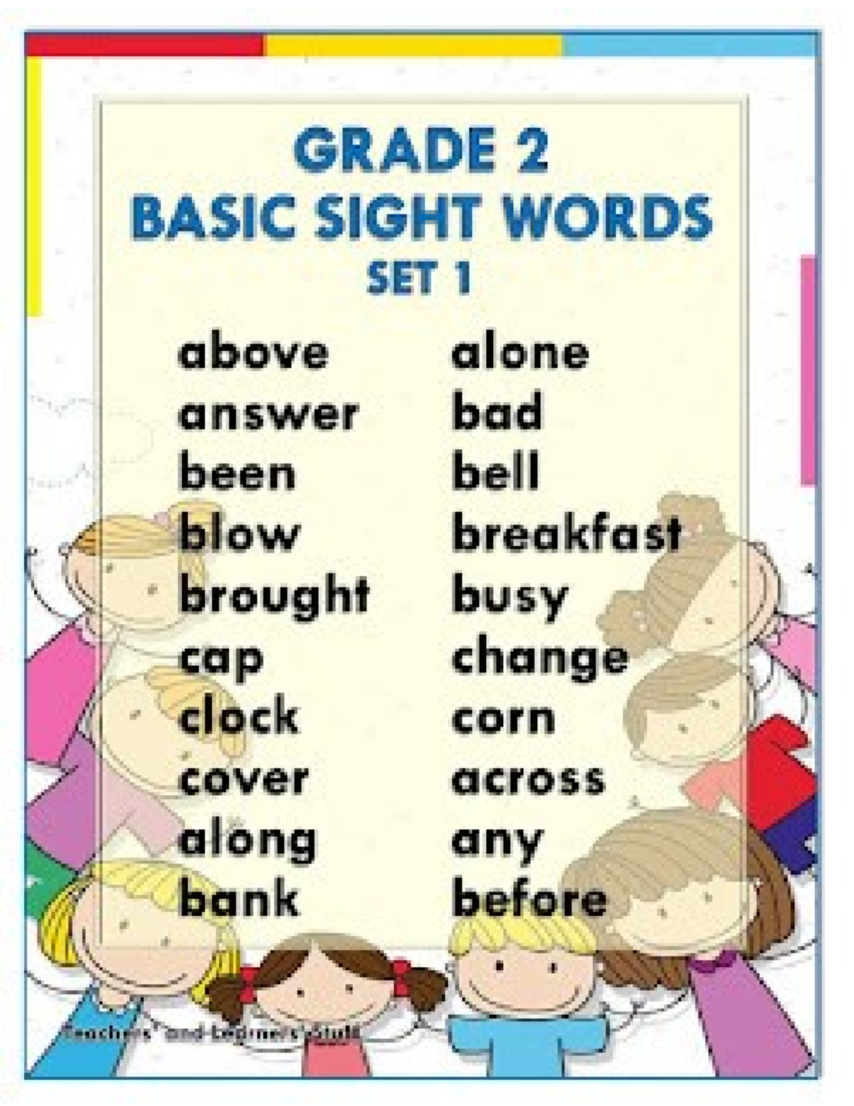 GRADE 2 BASIC SIGHT WORDS SET 1-10 Comprehensive List - Studocu