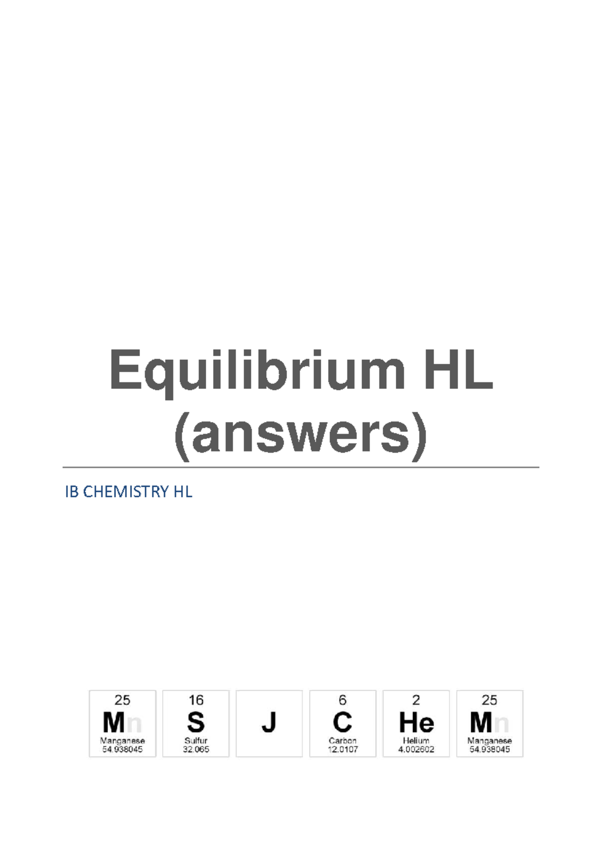 Topic 17 - Equilibrium HL - Key Concepts & Solutions - Studocu