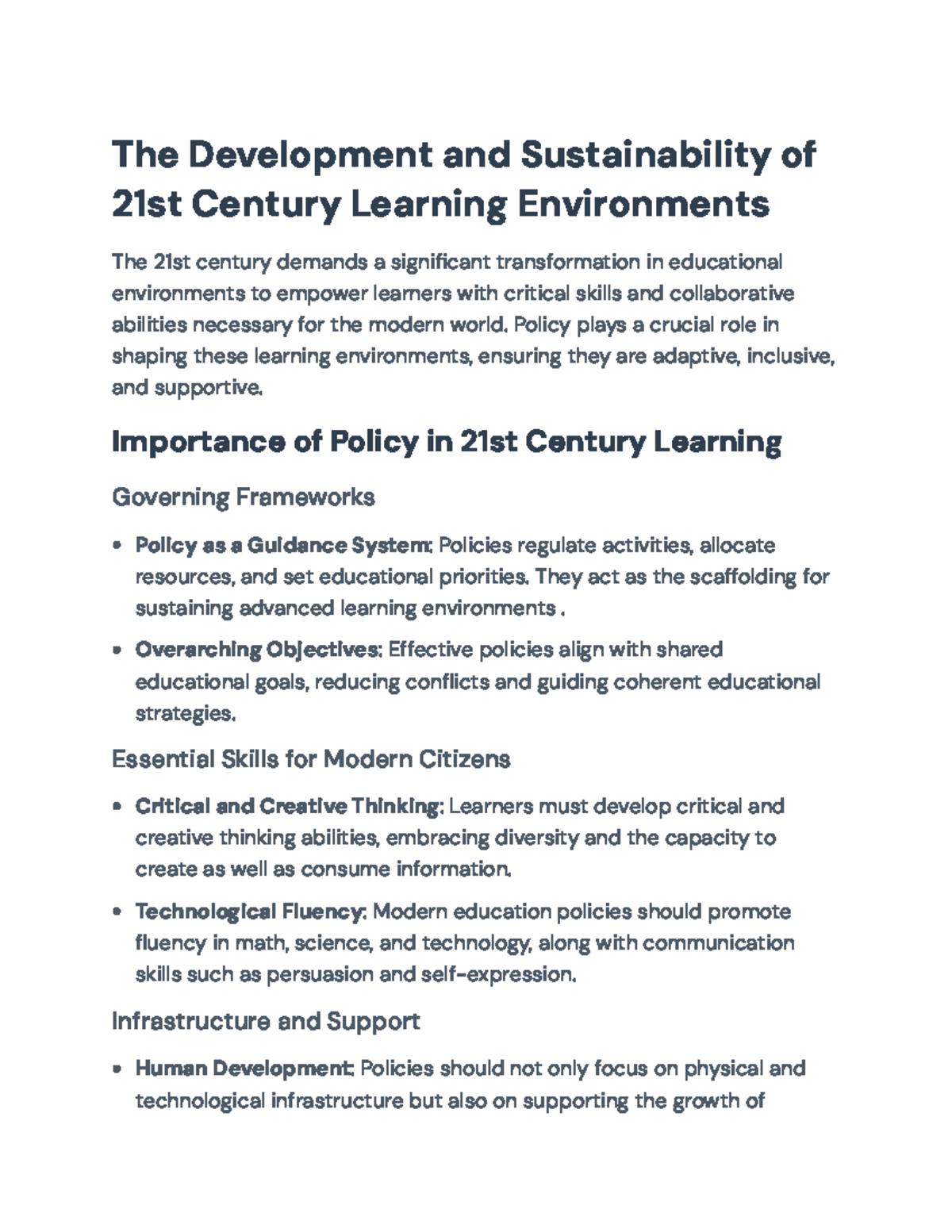 Policy Development & Sustainability in 21st Century Learning ...