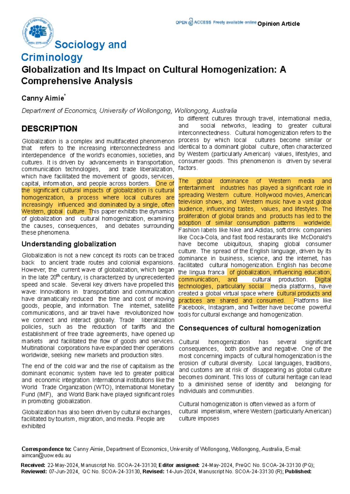 SOCI 101: Globalization & Cultural Homogenization - A Detailed Study ...