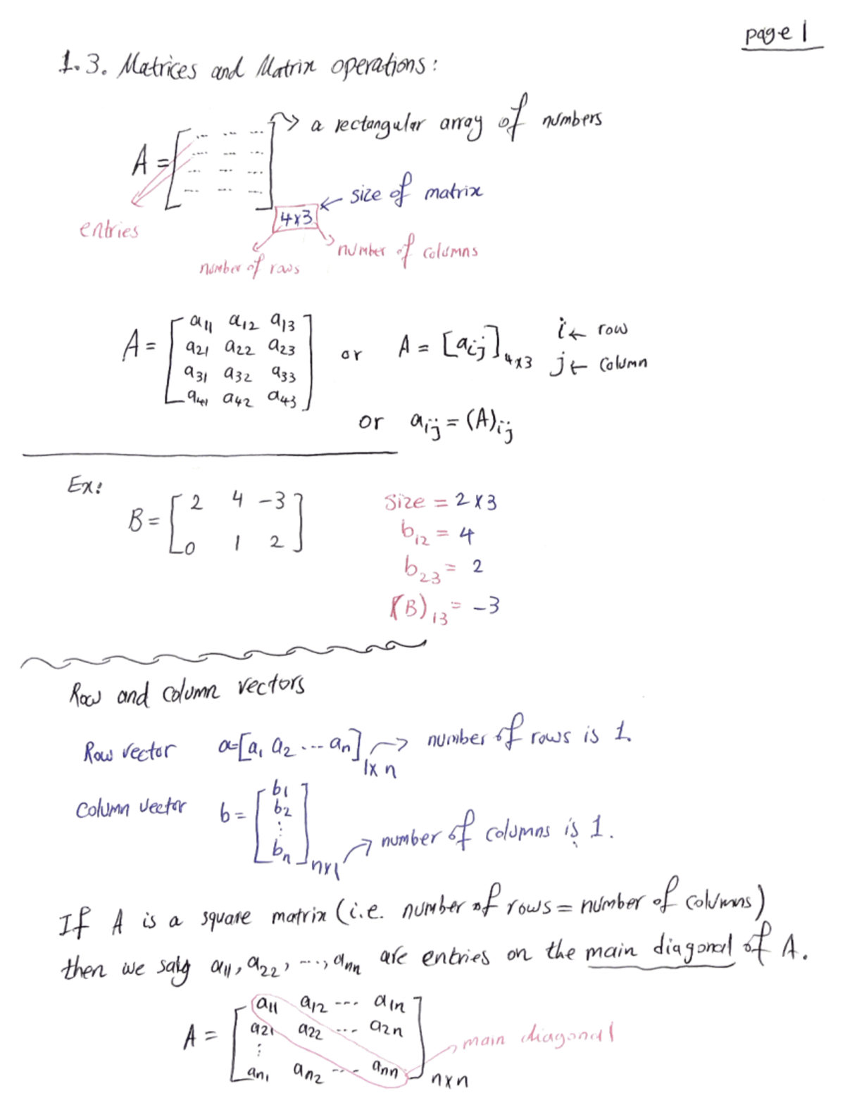 13 Metrices - Lecture on matrices - page I 1. Matrices and Matrix operations: a rectangular ...