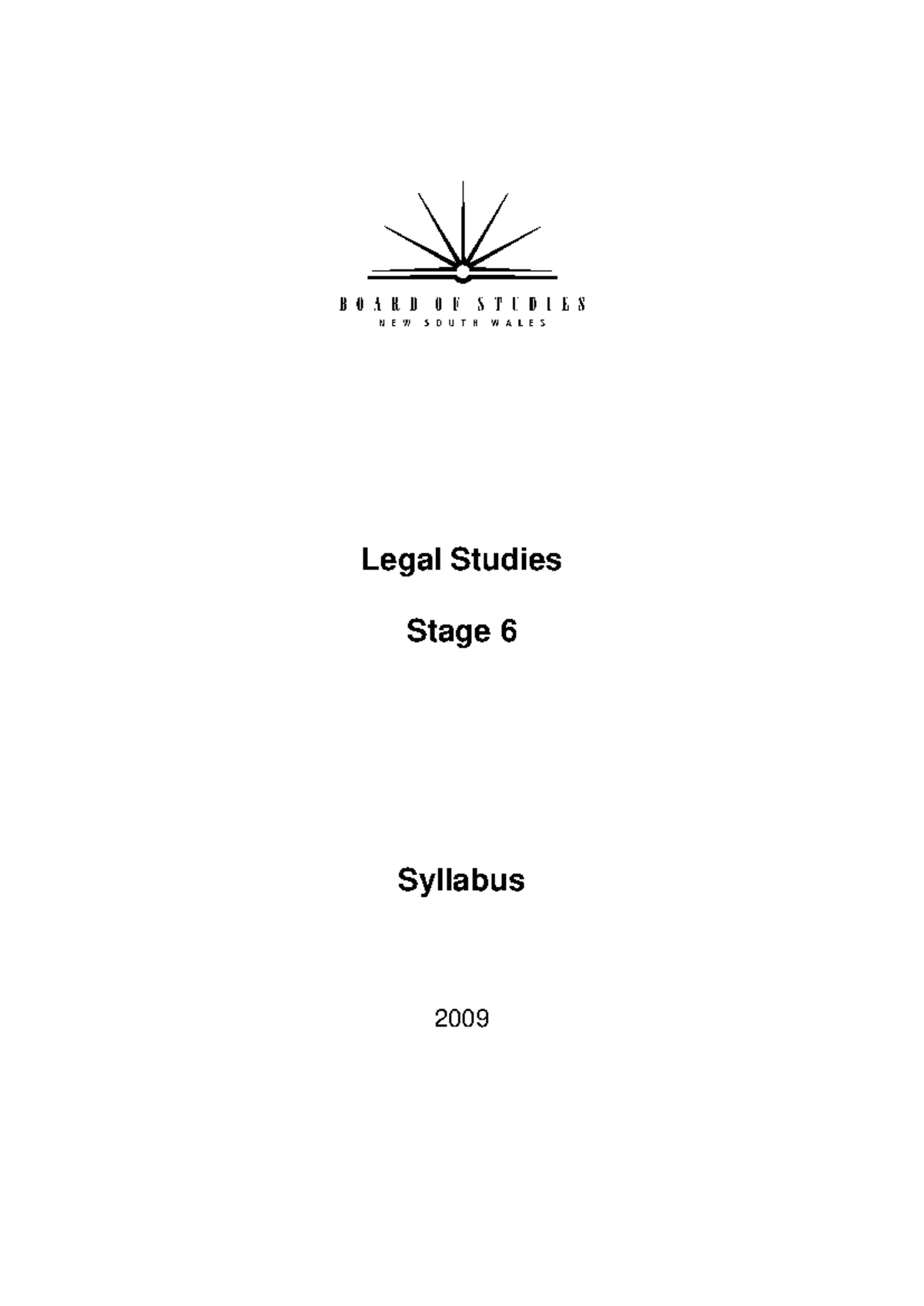 Legal Studies Stage 6 Syllabus 2009: Comprehensive Overview - Studocu