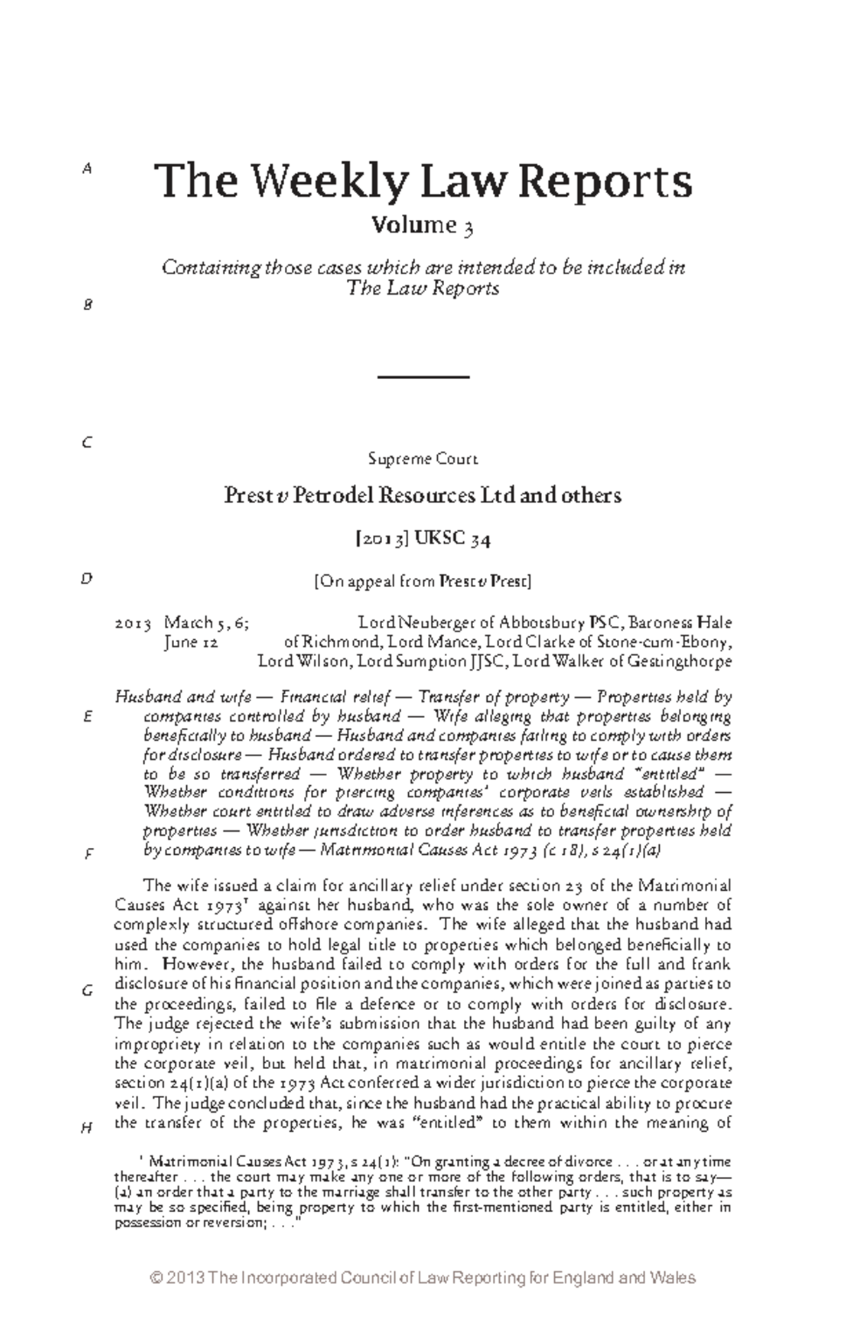 Prest v Petrodel Resources Ltd: Supreme Court Case Analysis [2013] 3 ...
