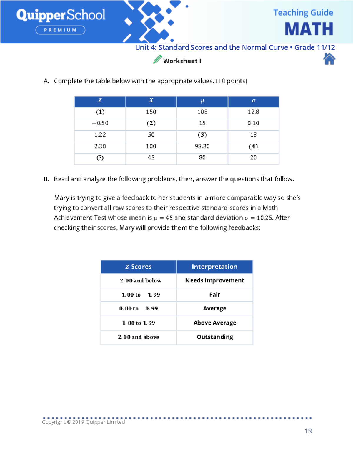 Stats-and-prob activity - Unit 4: Standard Scores and the Normal Curve ...