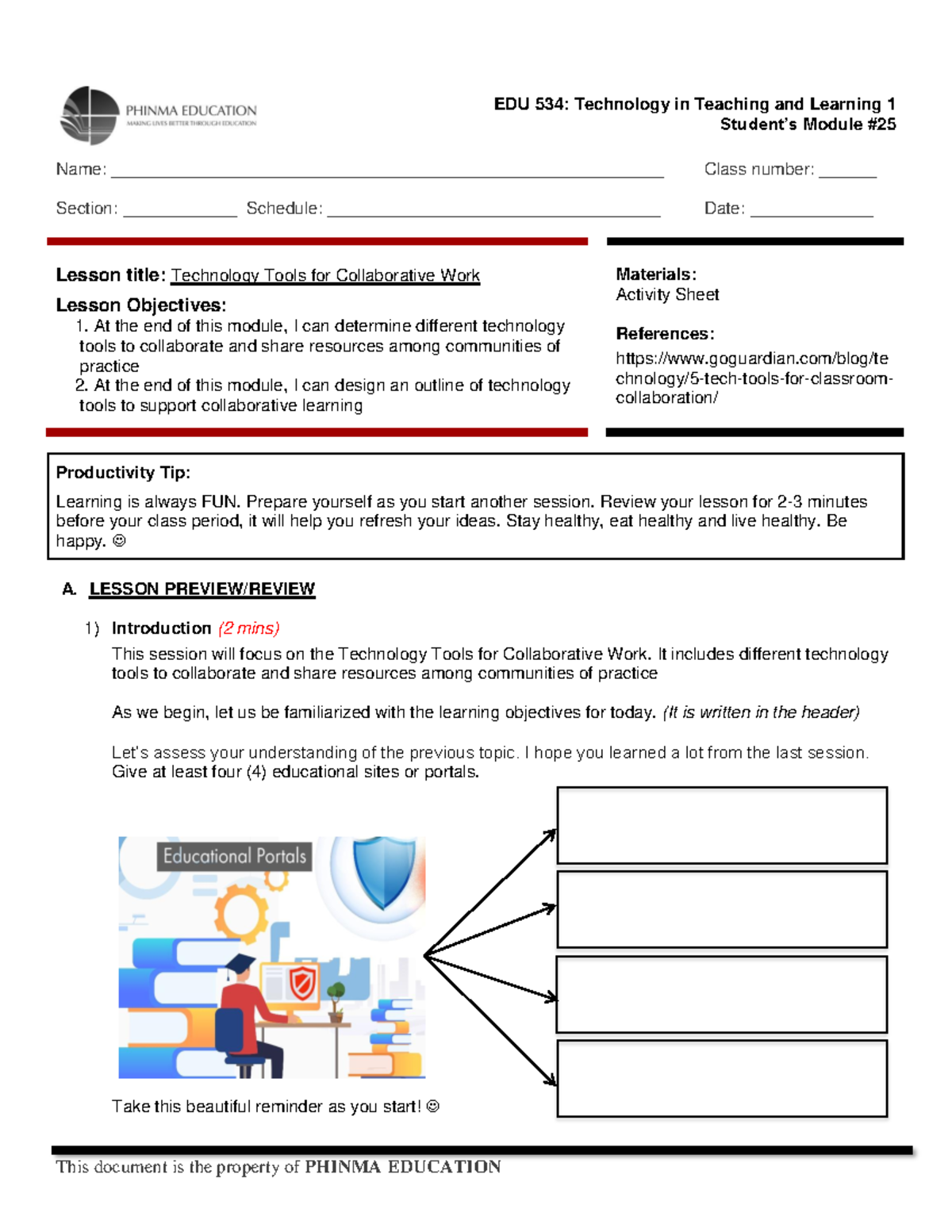 EDU 534: Collaborative Tech Tools for Teaching & Learning Module - Studocu