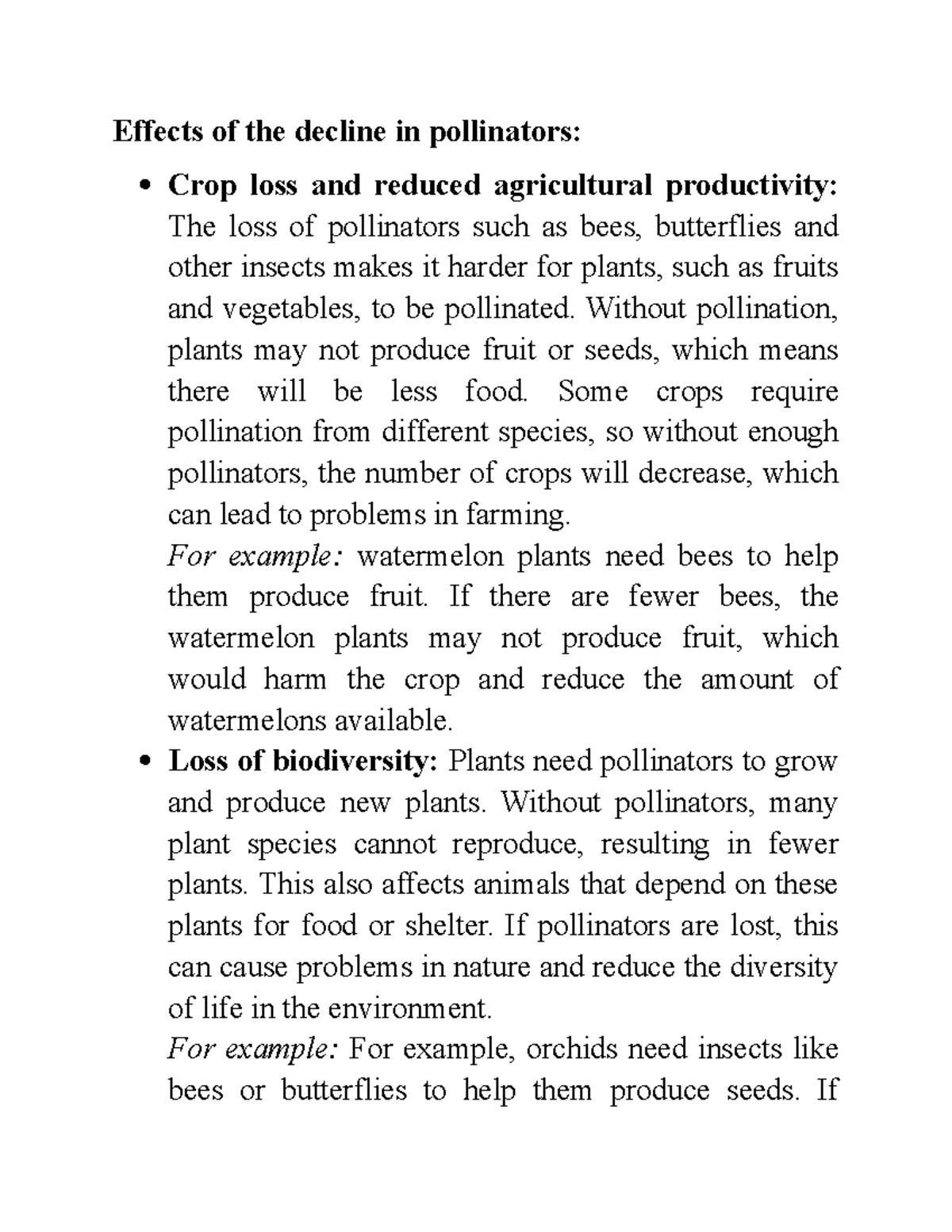 Effects of Pollinator Decline on Agriculture and Biodiversity - Eco ...