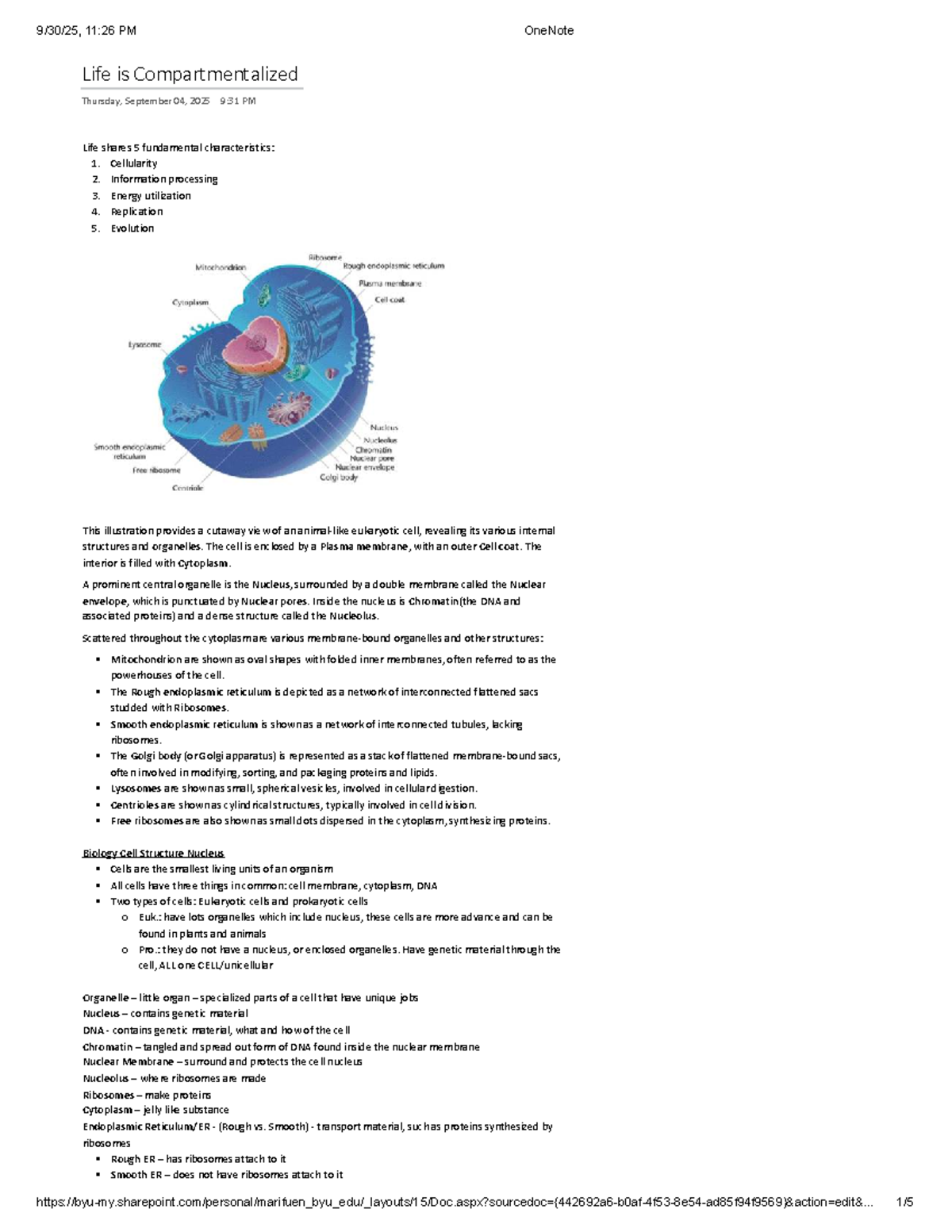 Biology 120: Comprehensive Overview of Cell Structure and Function ...