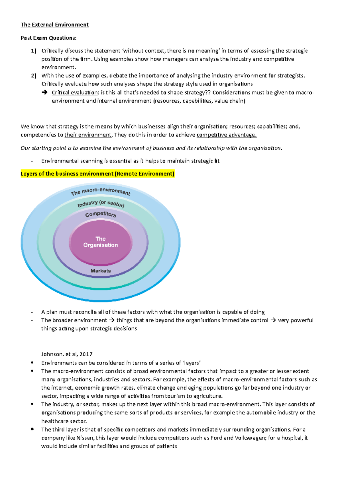 External Environment Analysis Notes for Strategic Decision-Making - Studocu