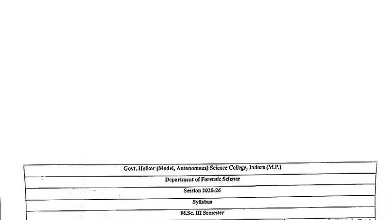 M.Sc. Forensic Science III Semester Syllabus 2025-2026 - Studocu