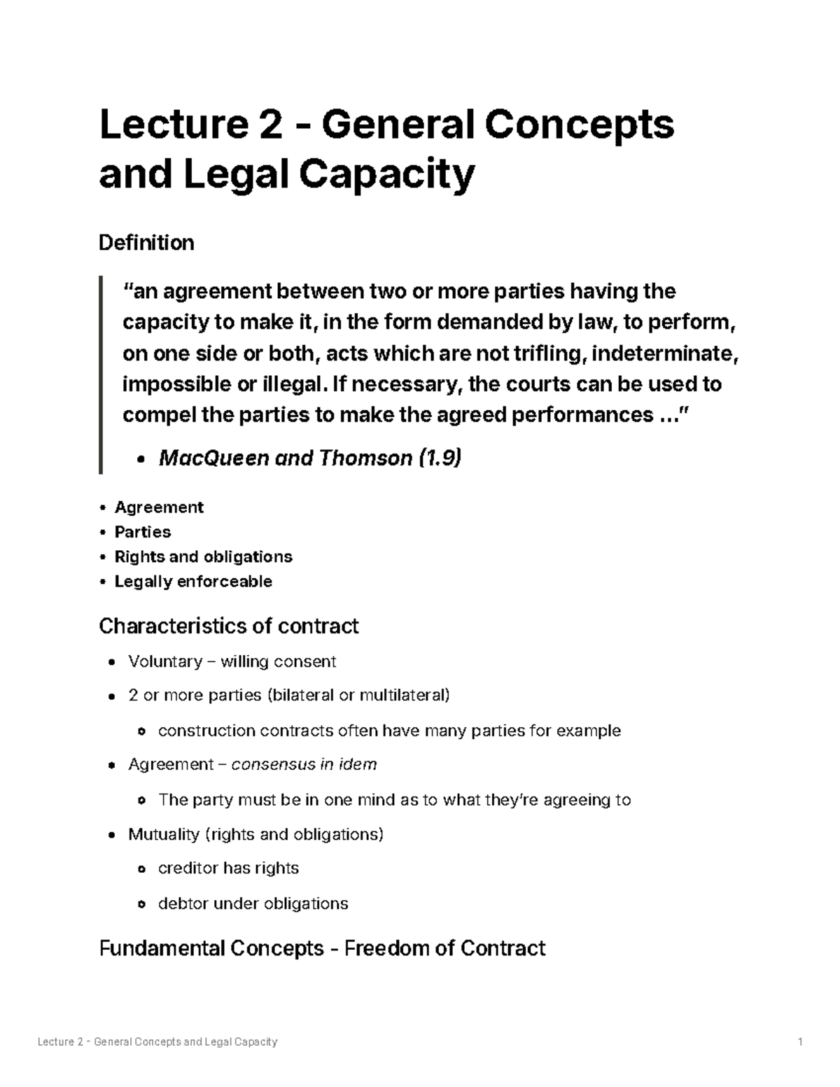 Obs 1B Lecture 2 - Lecture 2 - General Concepts and Legal Capacity ...