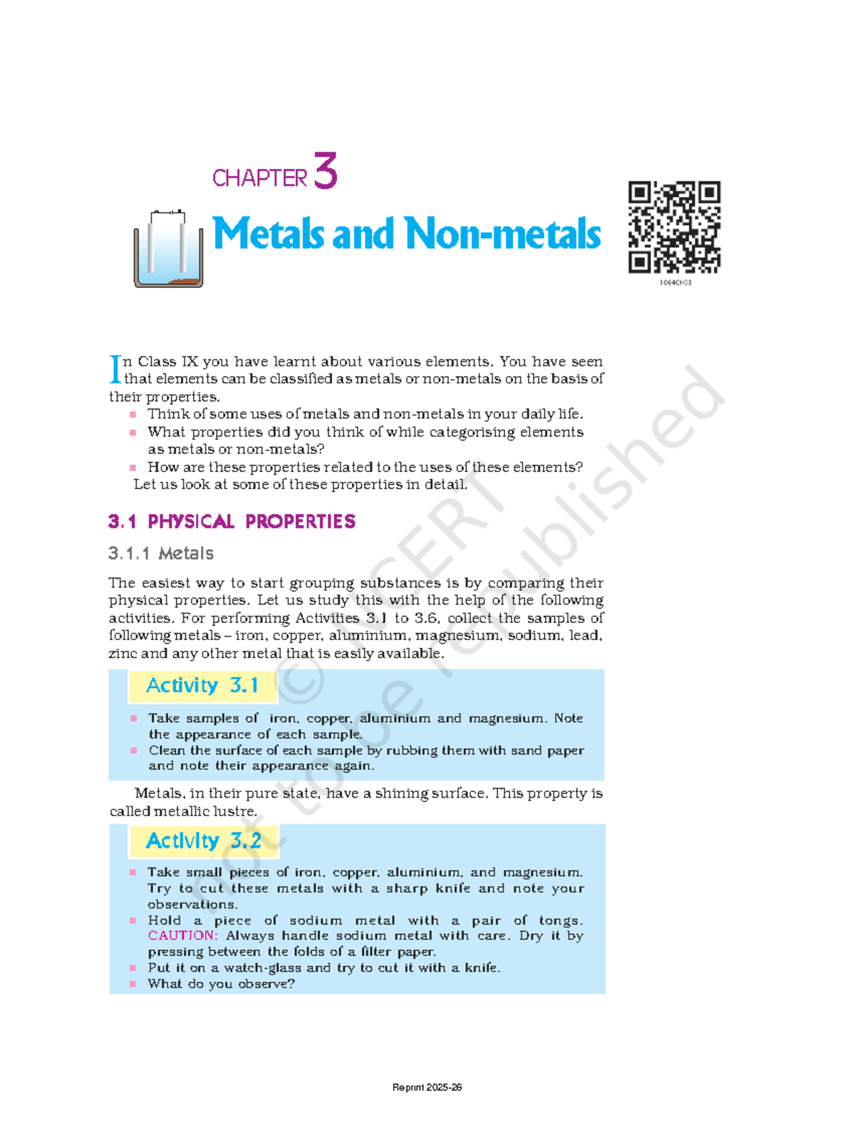 CHAPTER 3: Metals and Non-Metals - Class IX Science Notes - Studocu
