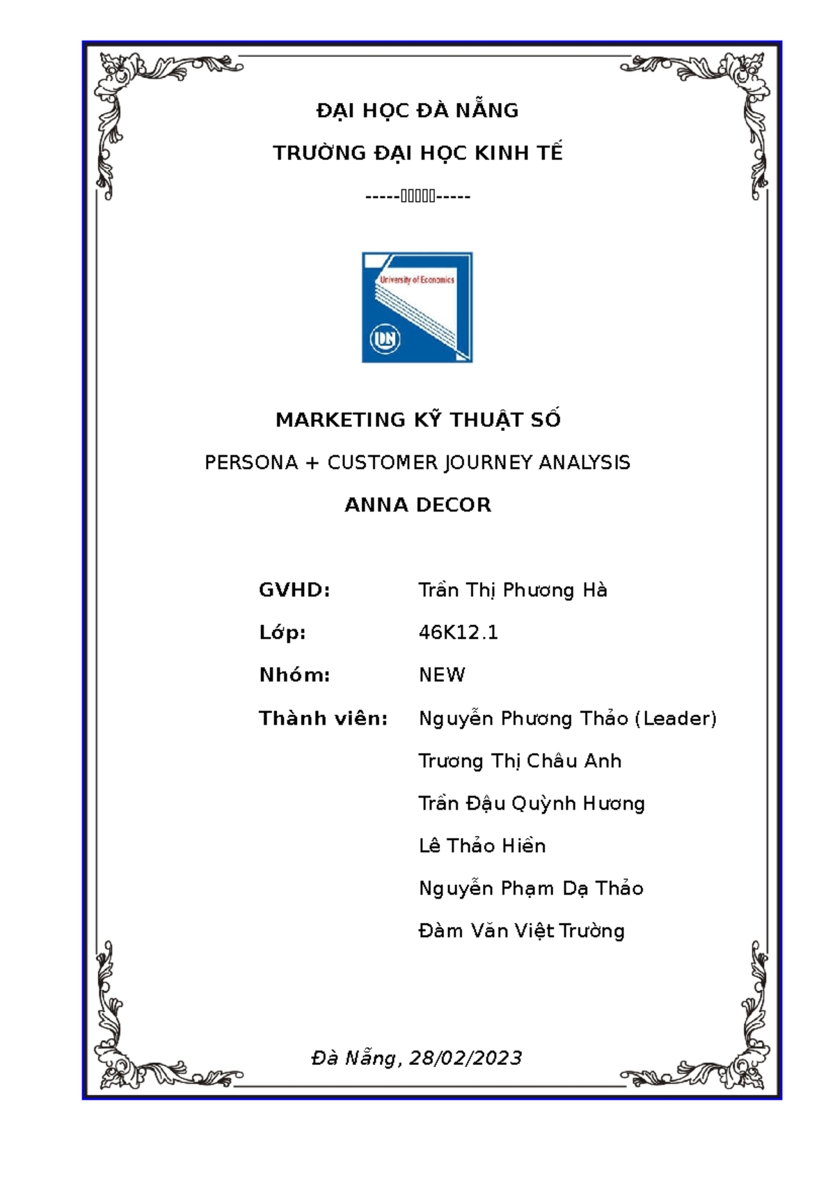 NHÓM 1 NEW Persona+ Customer Journey - ĐẠI HỌC ĐÀ NẴNG TRƯỜNG ĐẠI HỌC ...