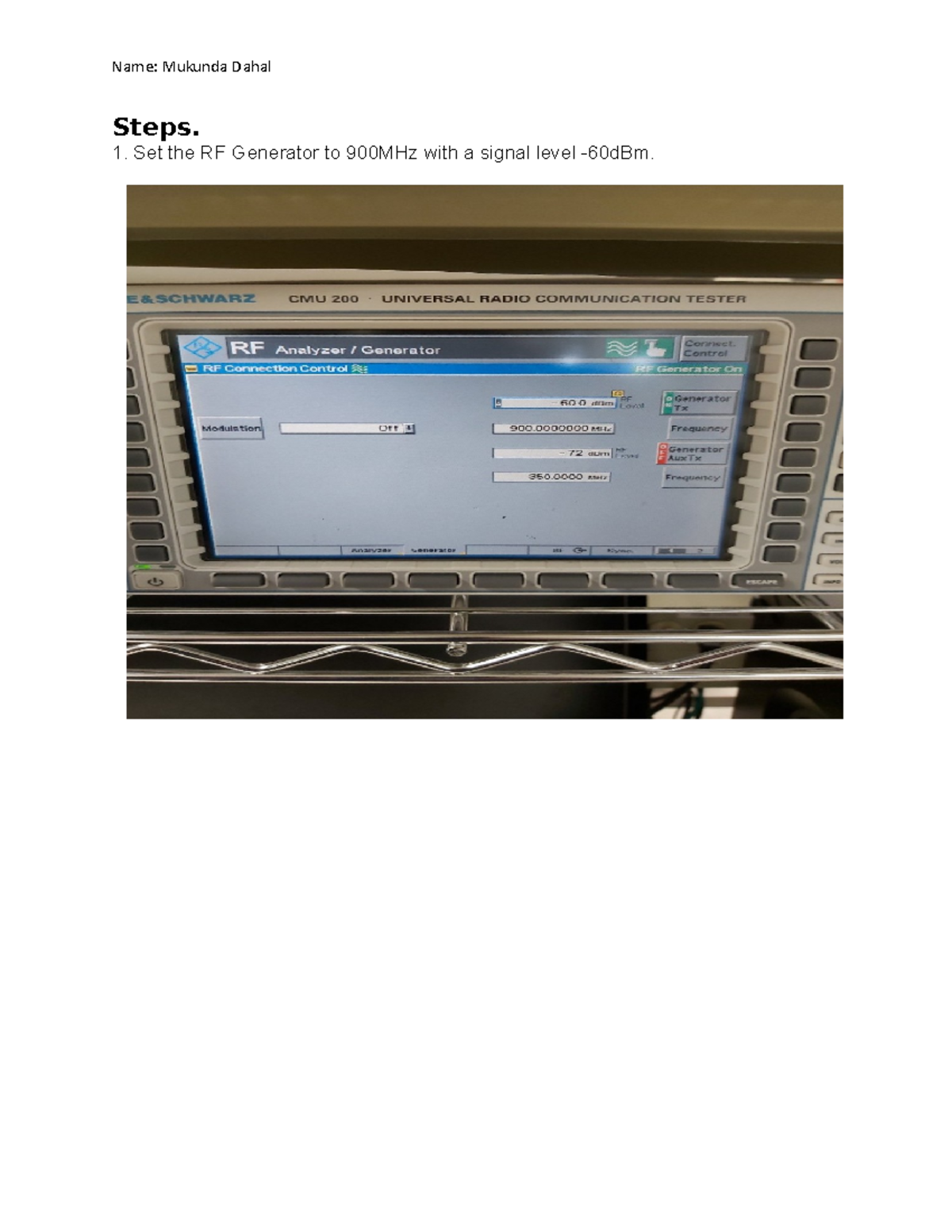 CMU200 Basic Function: RF Generator & Spectrum Analyzer Setup - Studocu