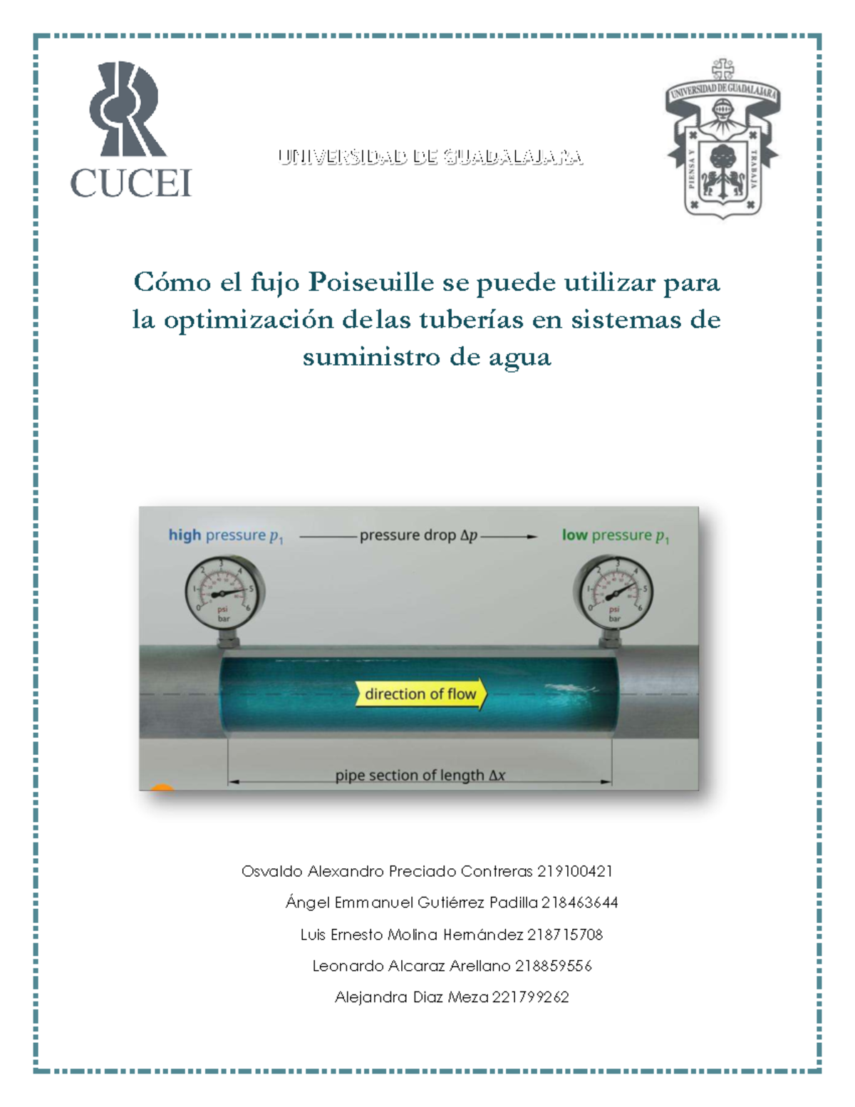 Optimización de Tuberías en Sistemas de Agua: Flujo Poiseuille (MEC 101 ...