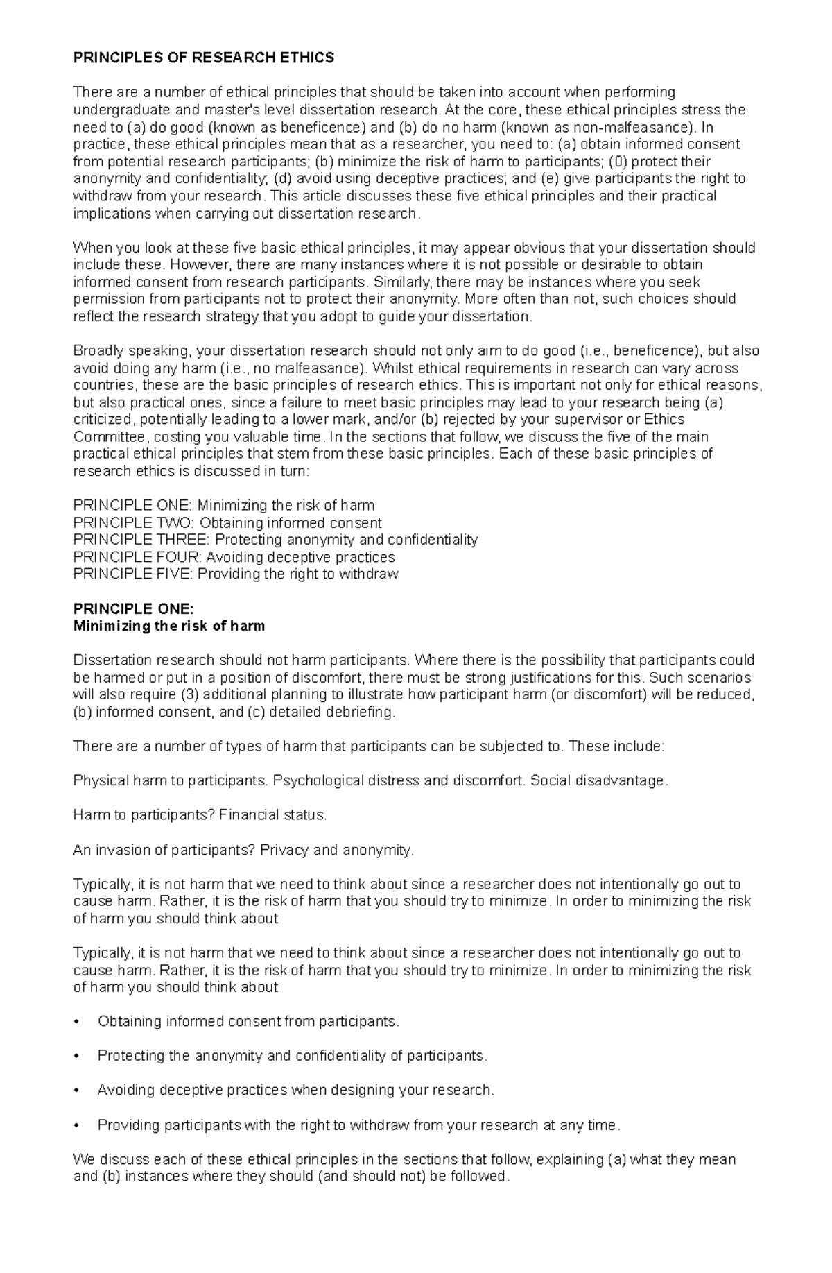 Research Ethics Principles for Dissertation - Important Guidelines ...