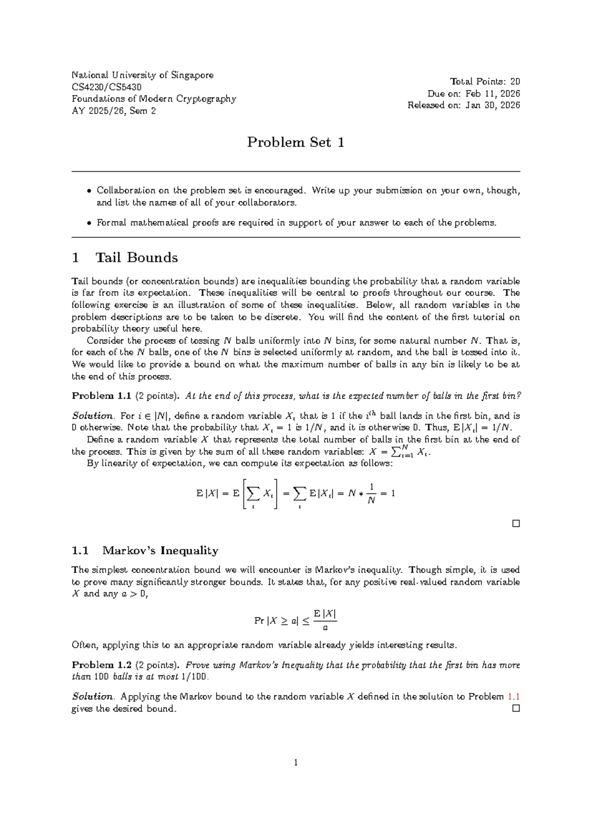 Foundations Of Modern Cryptography Ay Sem 2 Problem Set 1 Solutions