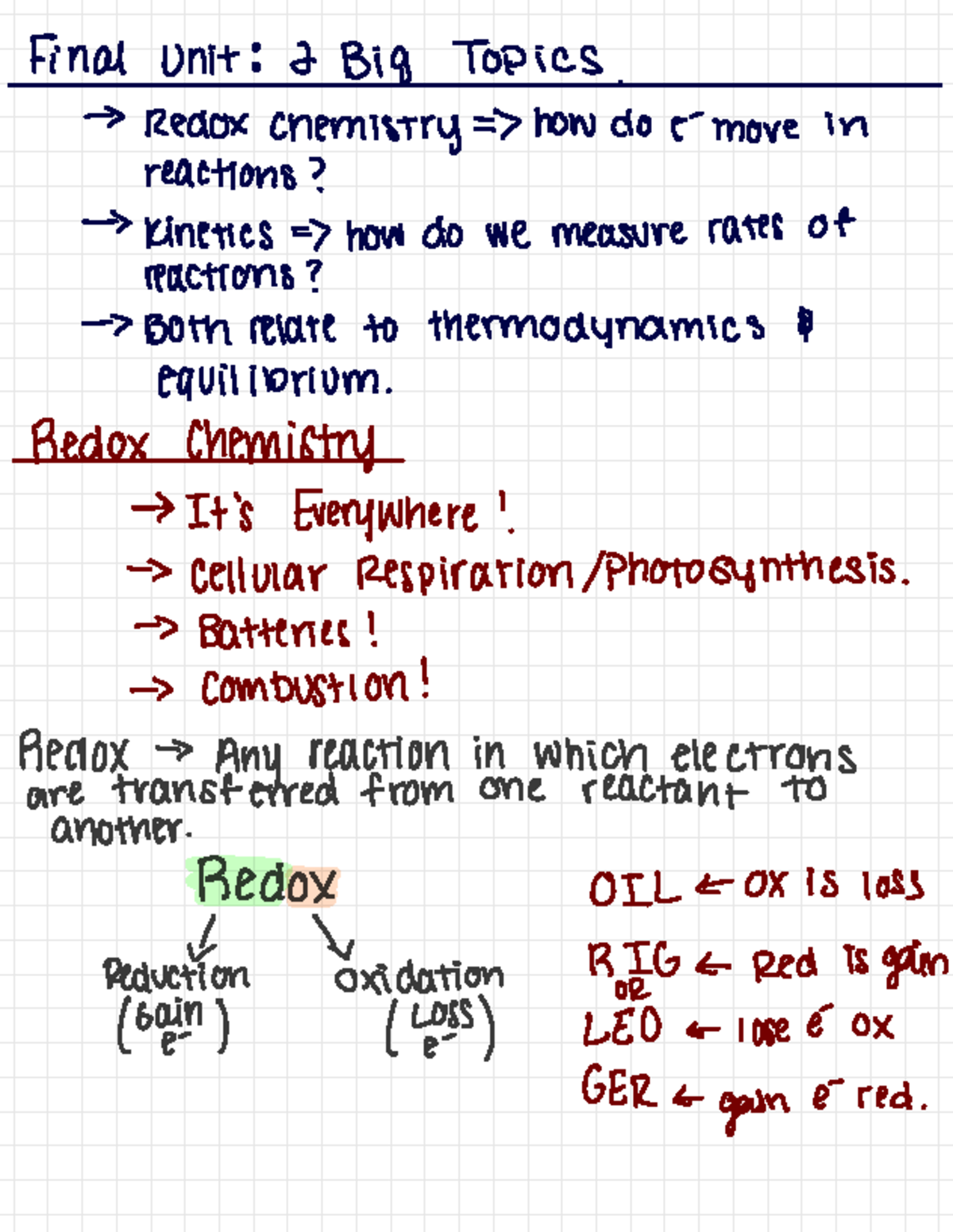 General Chemistry 2 - Final Exam Lecture Notes on Redox Reactions - Studocu