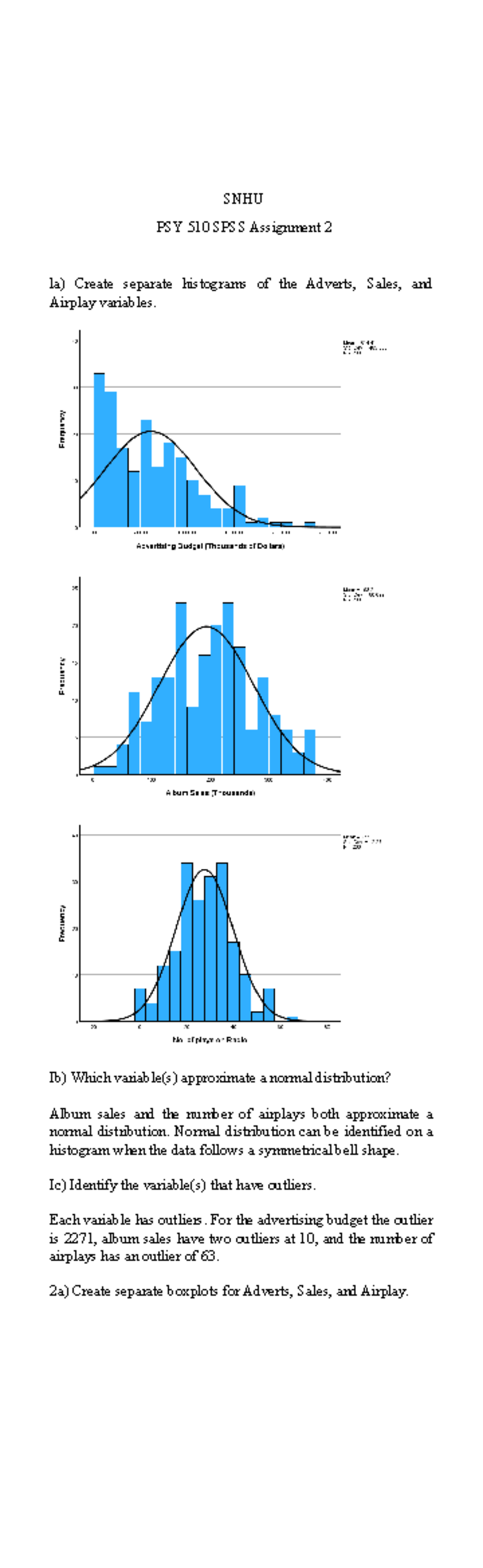 PSY 510 SPSS Assignment 2: Histograms, Boxplots, & Data Analysis - Studocu