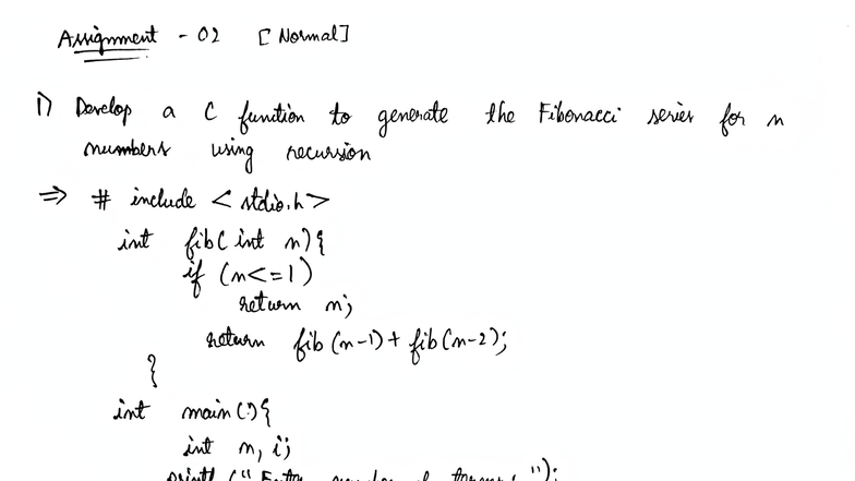 DS Assignment 02 - C Functions for Fibonacci, Factorial, and Array ...