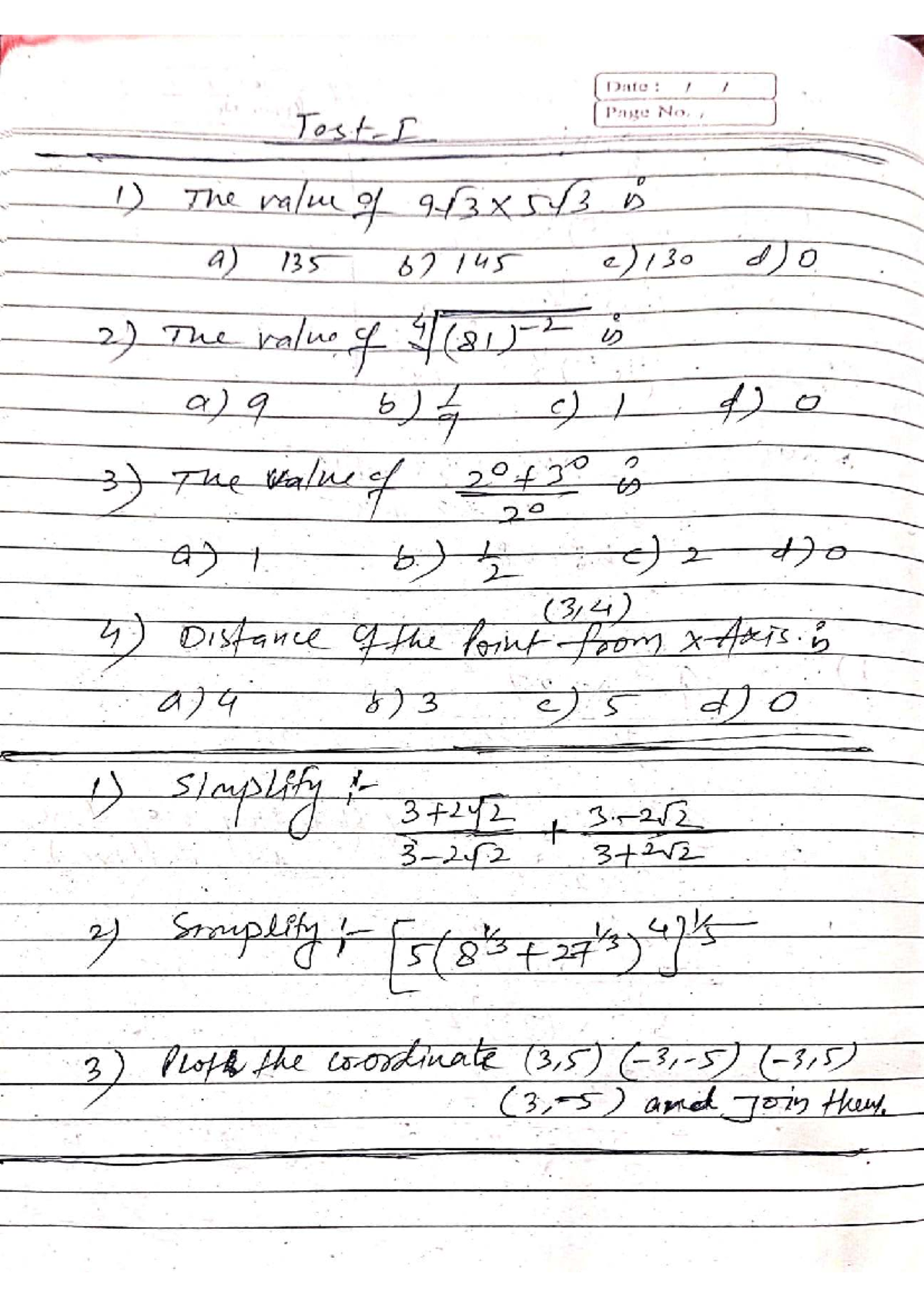 9th Unit Test 1 Practice Questions and Solutions - Studocu