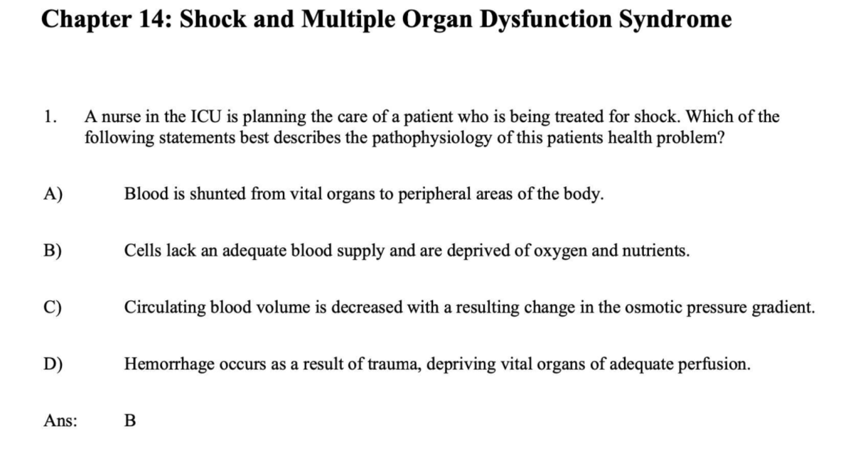Chapter 14: Shock & MODS - ICU Patient Care Insights - Studocu