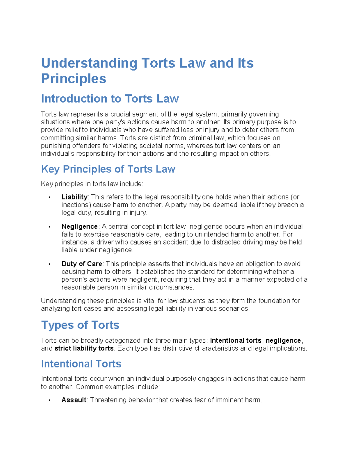 Understanding Torts Law and Its Principles - Understanding Torts Law ...