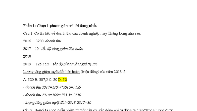 Đề NLTK - Nguyên Lý Thống Kê: Câu Hỏi và Giải Đáp - Studocu
