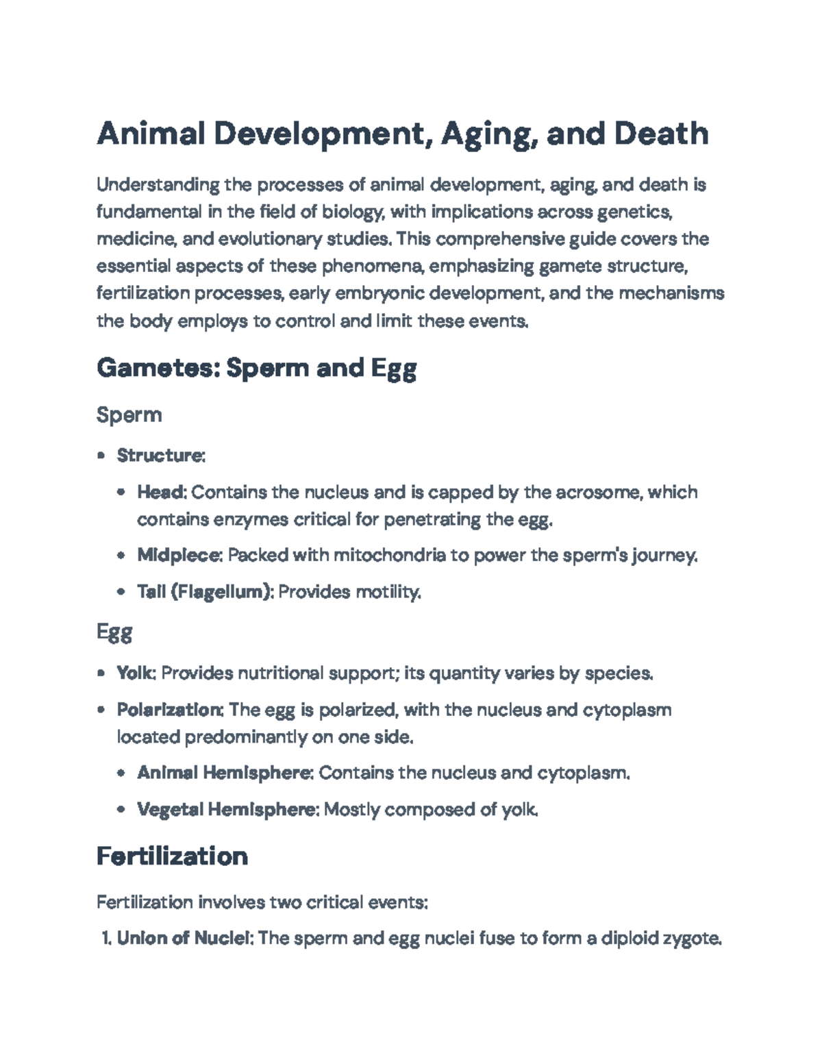 Animal Development, Aging, and Death: A Comprehensive Overview - Animal ...