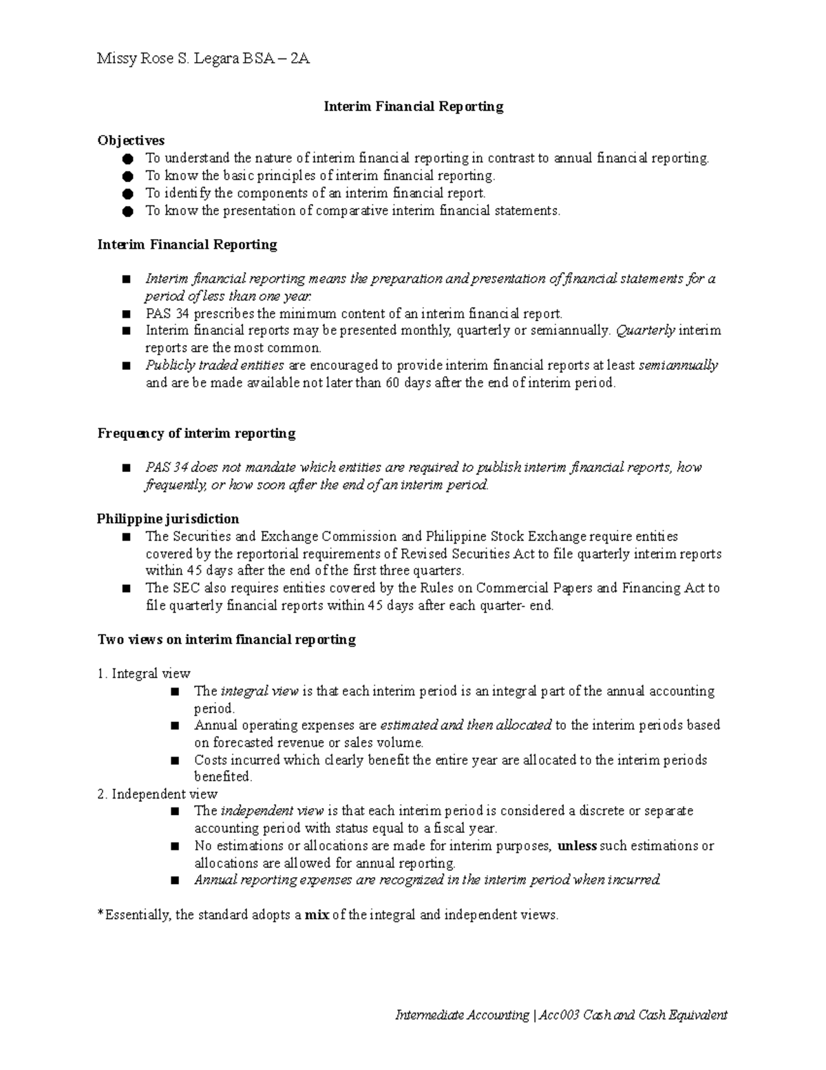 Acc003 Summary IA3 09 Interim Financial Reporting - Interim Financial ...