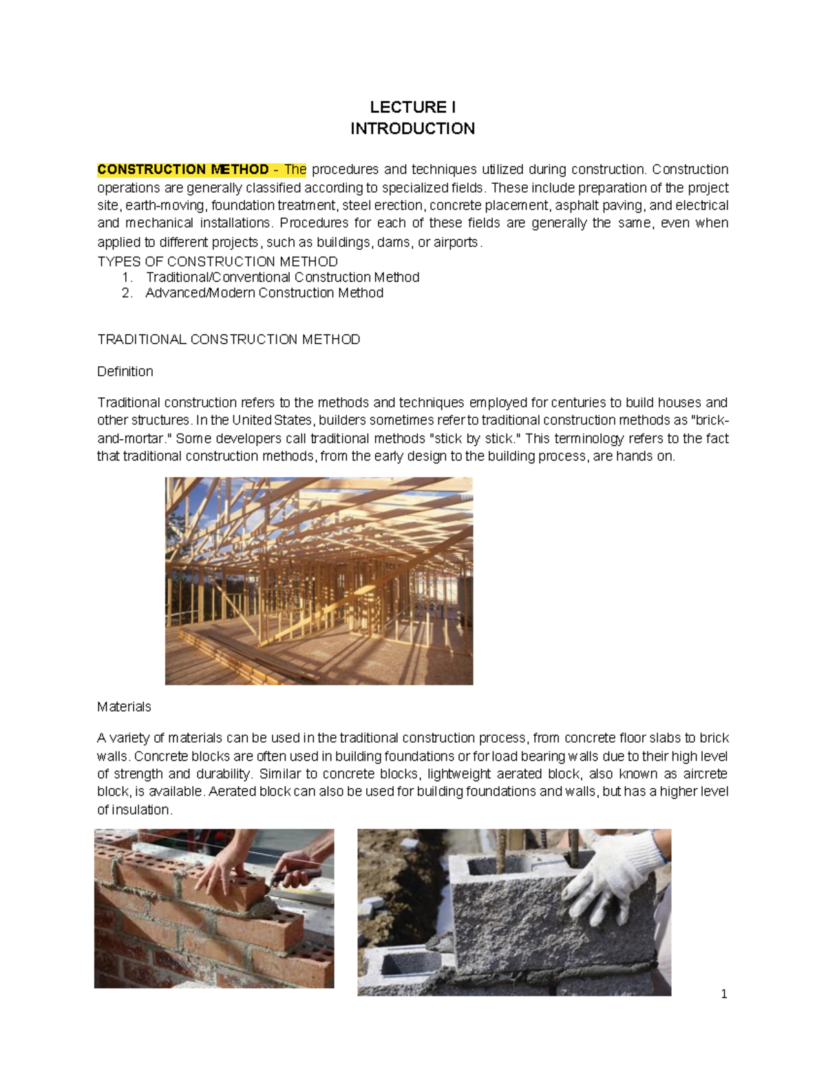 CMPM- Lecture 4A: Introduction to Construction Methods - Studocu