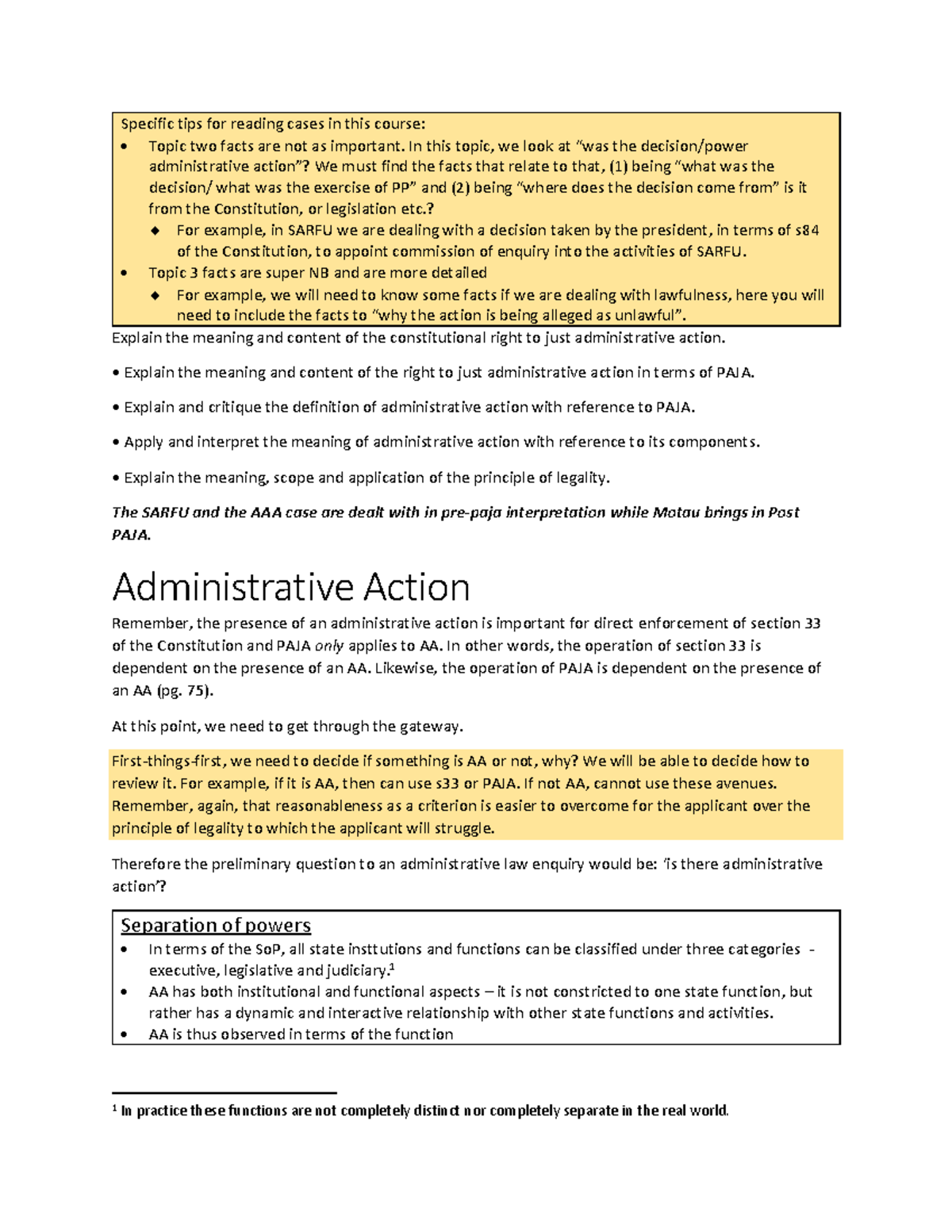 Topic 2 Notes on Administrative Action: Key Concepts and Case Analysis ...