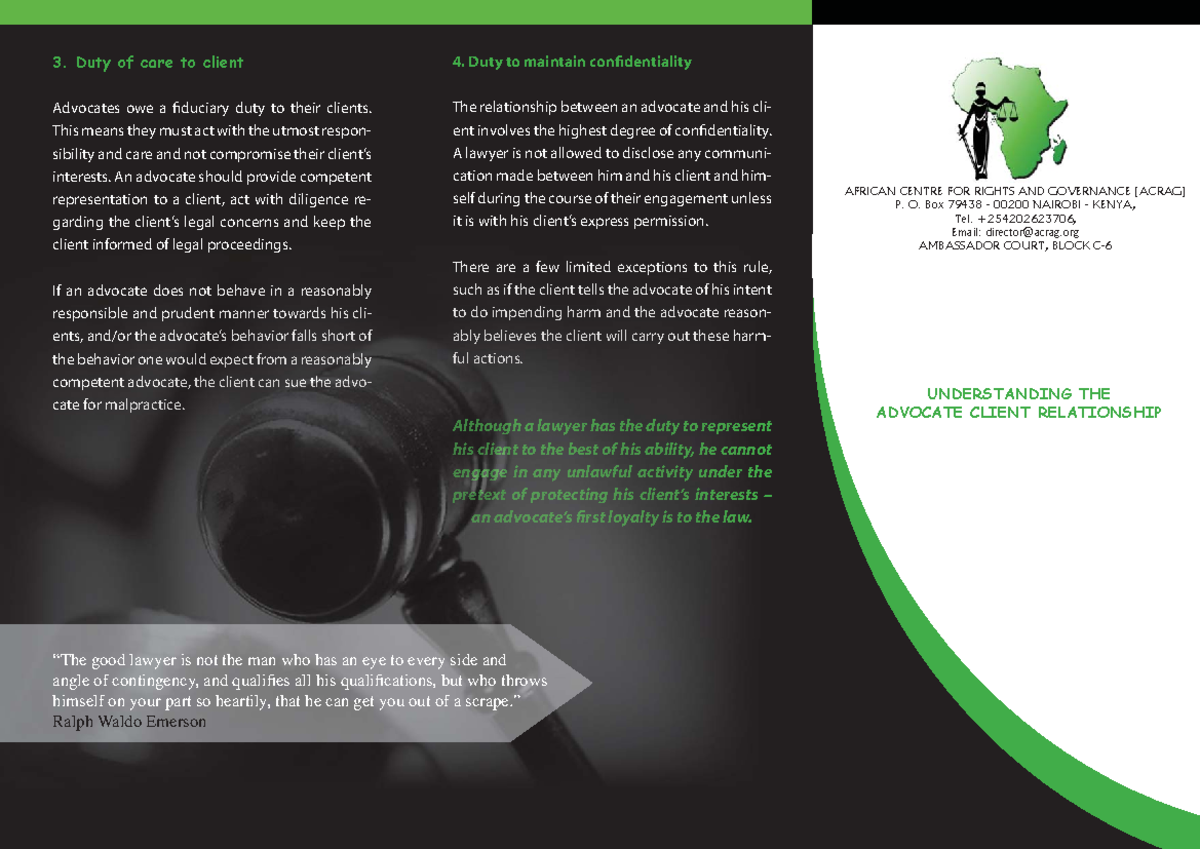 Understanding the Advocate-Client Relationship: Duties to Clients - Studocu