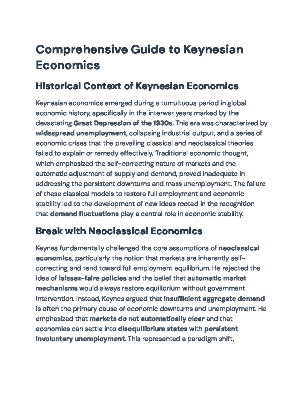 Comprehensive Review of Keynesian Economics: Principles & Implications ...