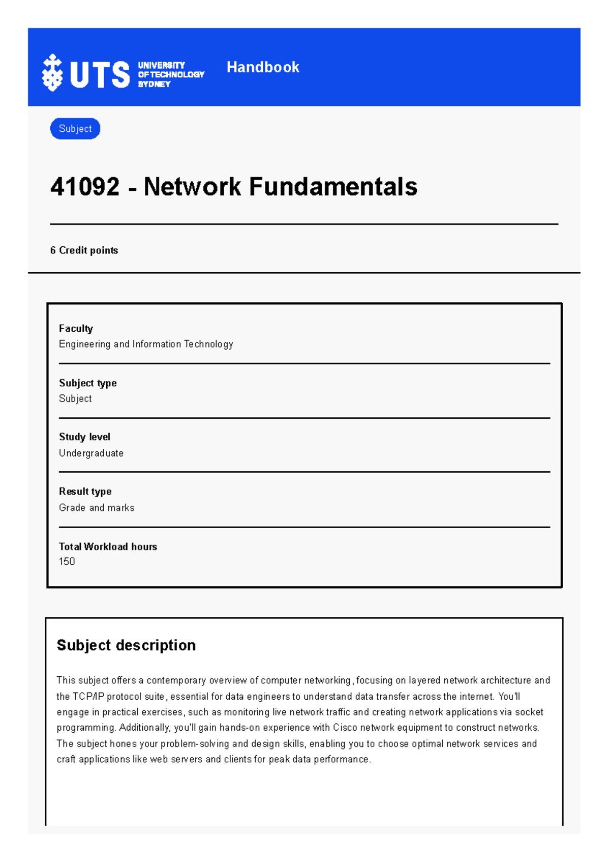 41092 Network Fundamentals: Overview and Practical Applications - Studocu