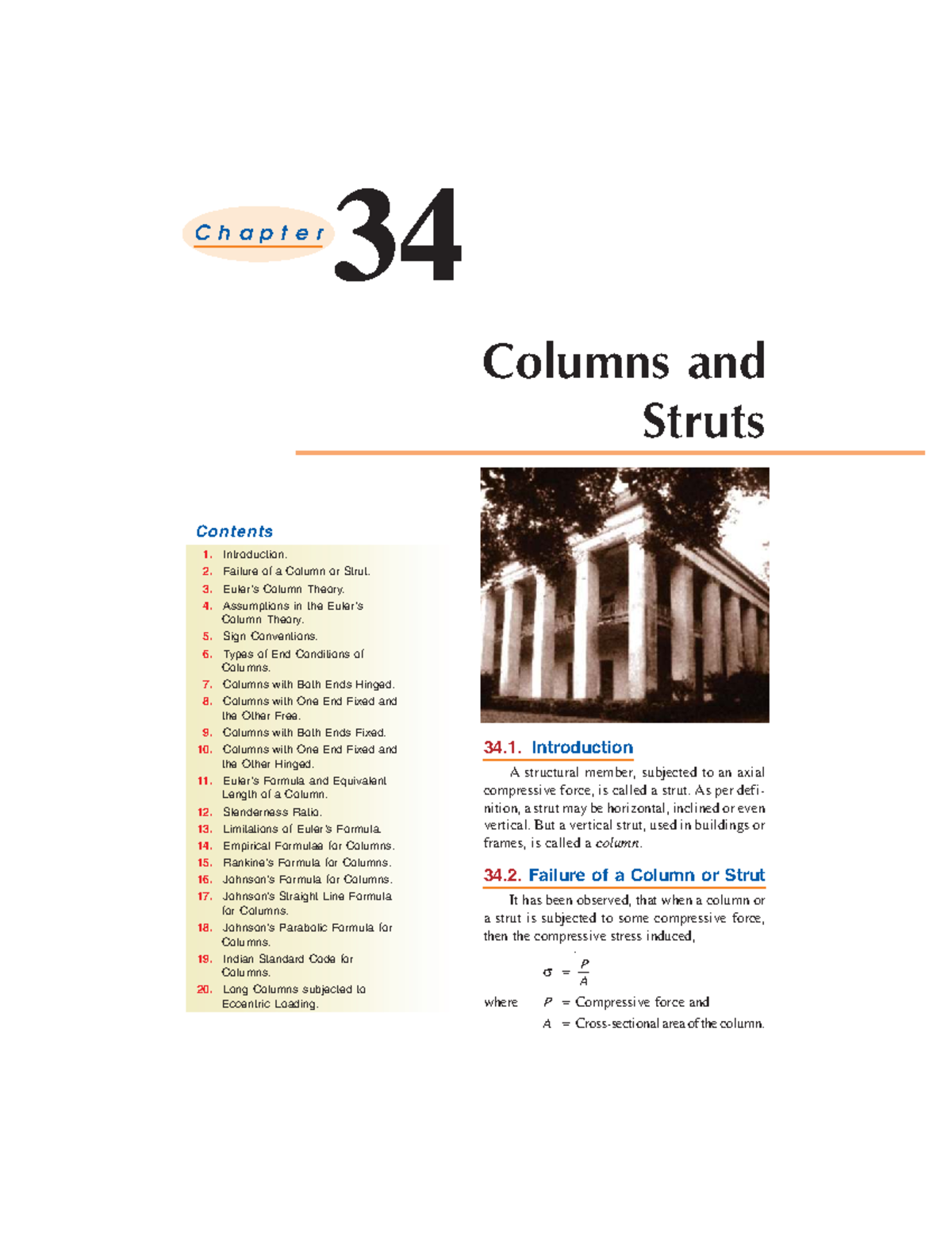 Chapter 34: Columns and struts - Theory and applications - Studocu
