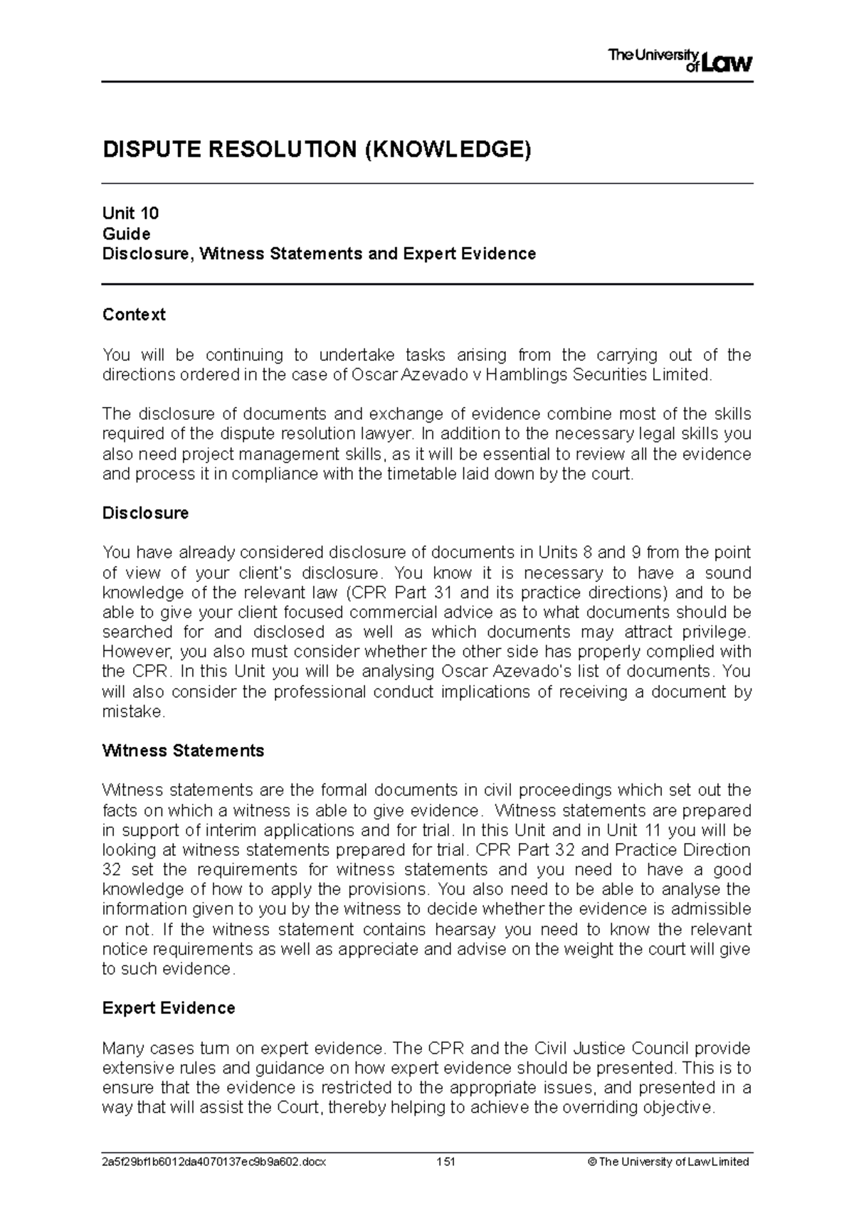 10. Disclosure, Witness Statements and Expert Evidence - Workshop Guide ...