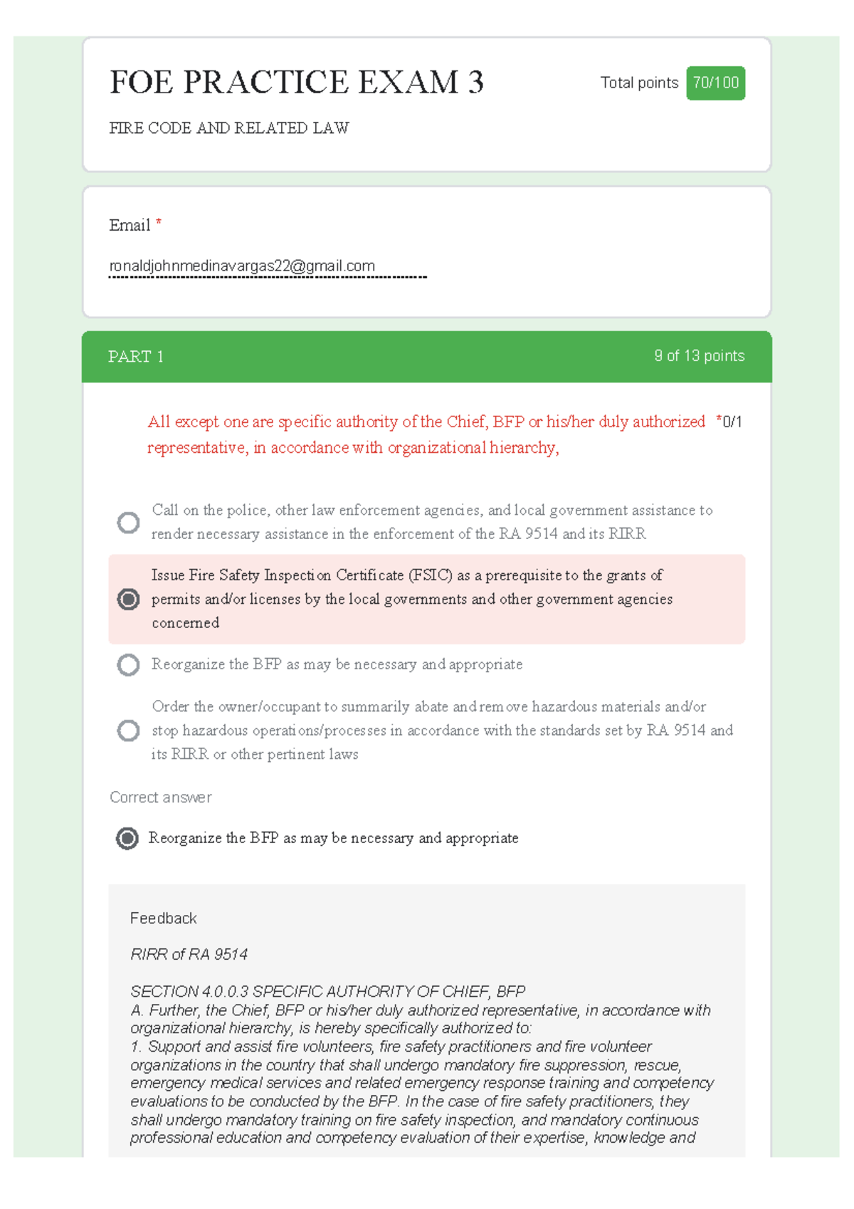 FOE Practice Exam 3: Fire Officer Exam Review Notes - Studocu