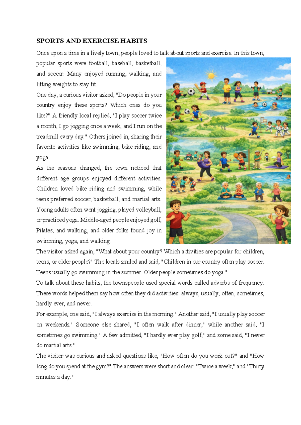 SPORTS AND EXERCISE HABITS: A Study on Community Activities - Studocu