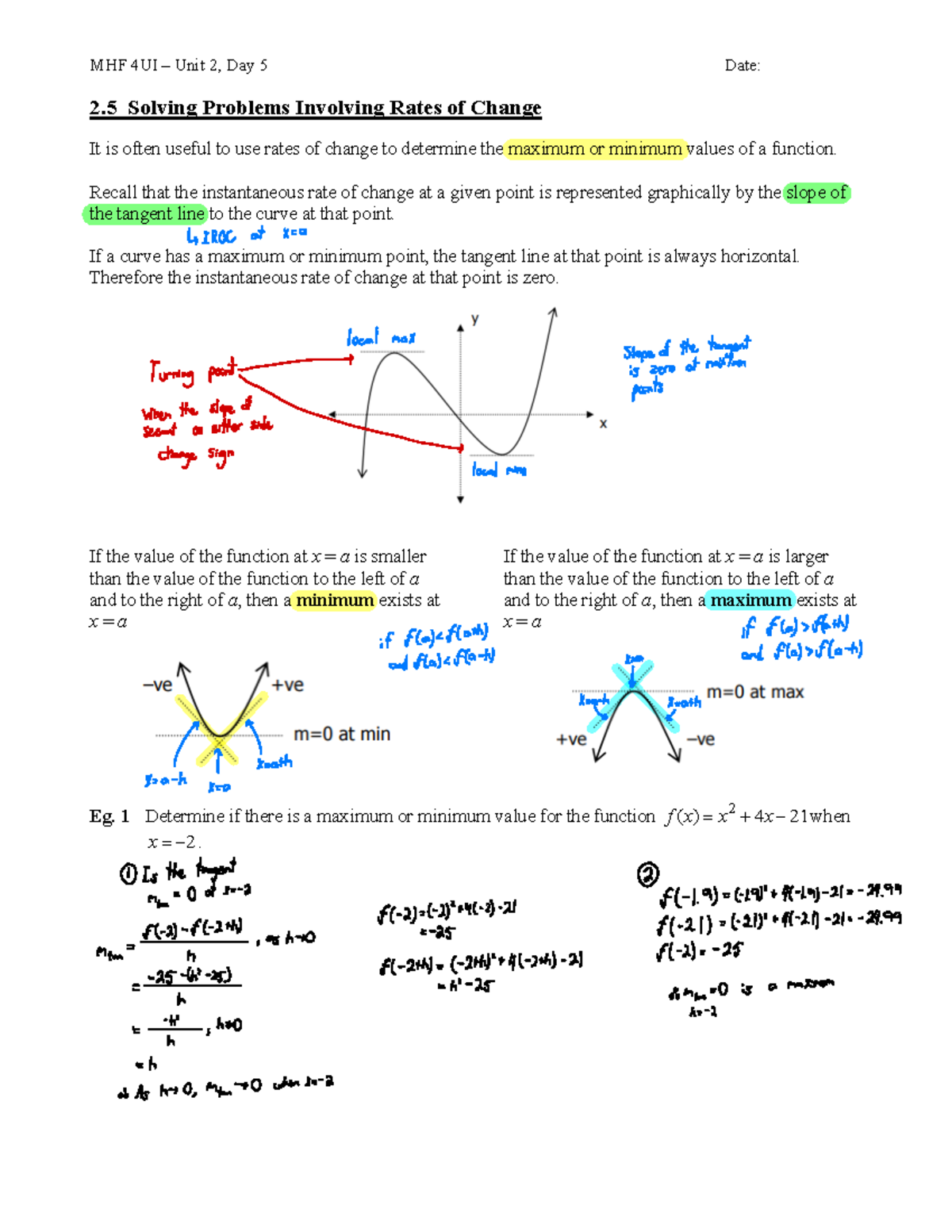 2.5 Problems Involving Rates of Change - Recall that the instantaneous ...