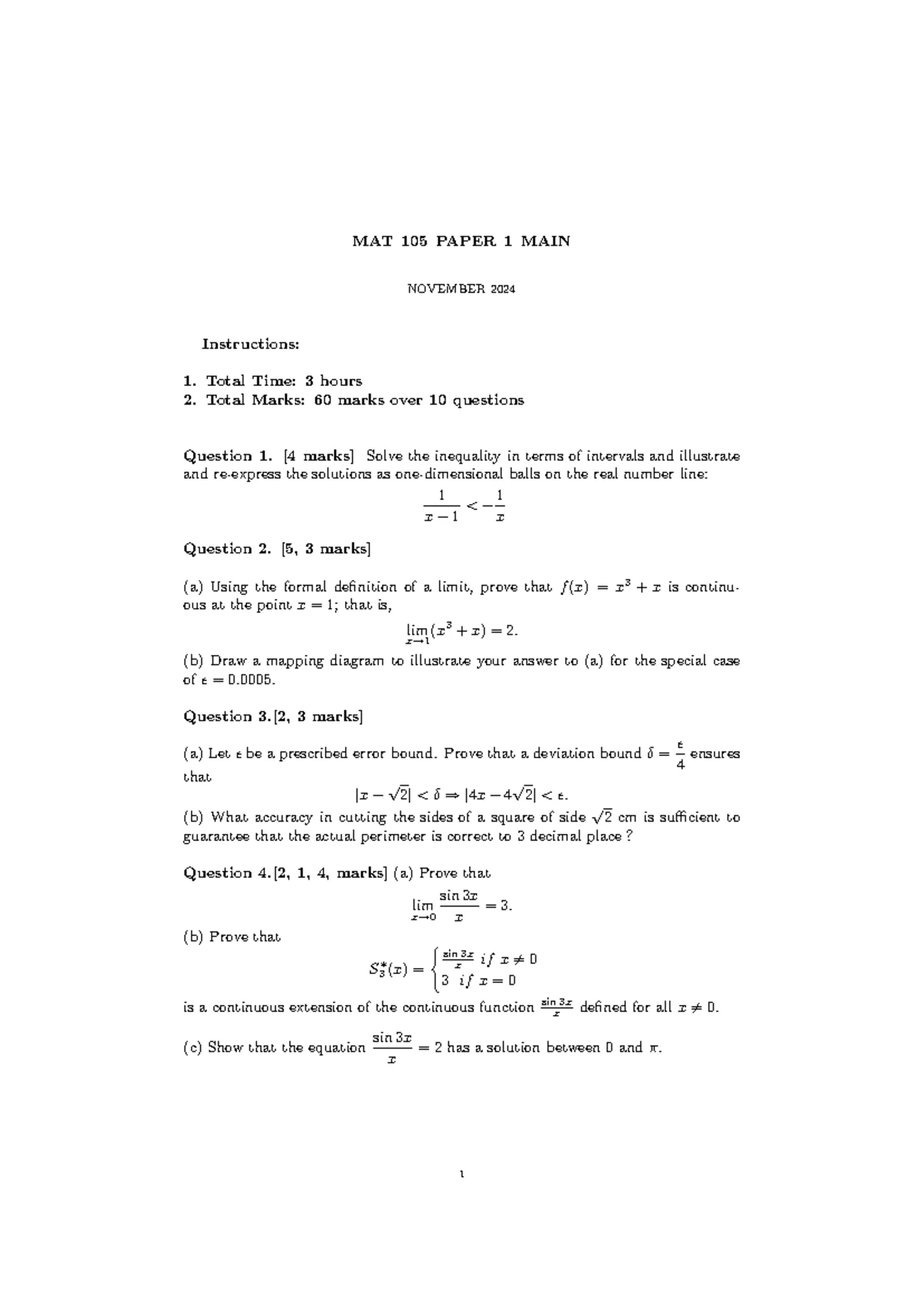 CT1 2023 - MAT 105 Class Test 1 with Solutions and Memo - Studocu