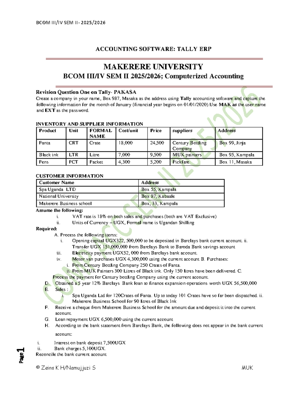BCOM III-IV SEM II 25-26: Tally ERP Accounting Manual for MUK - Studocu