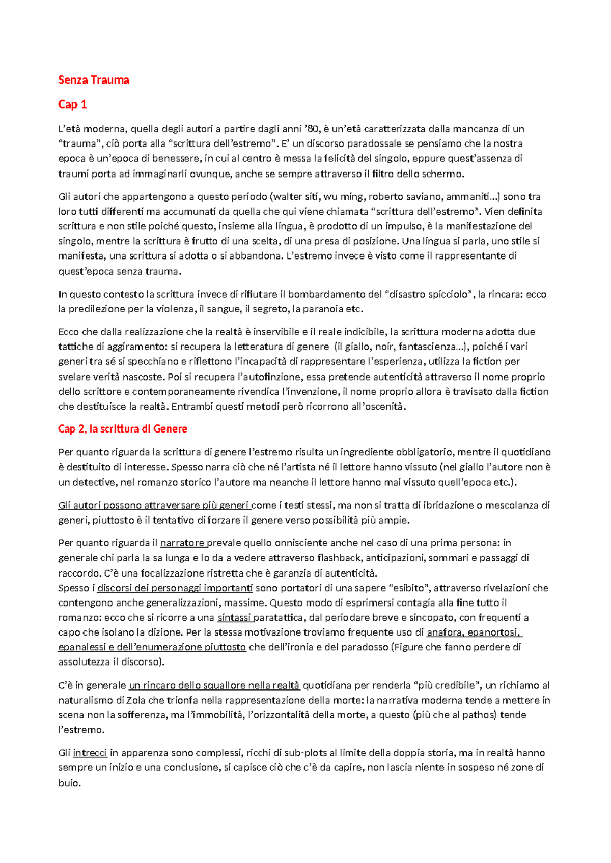 Riassunto Senza Trauma - Senza Trauma Cap 1 L’età moderna, quella degli ...